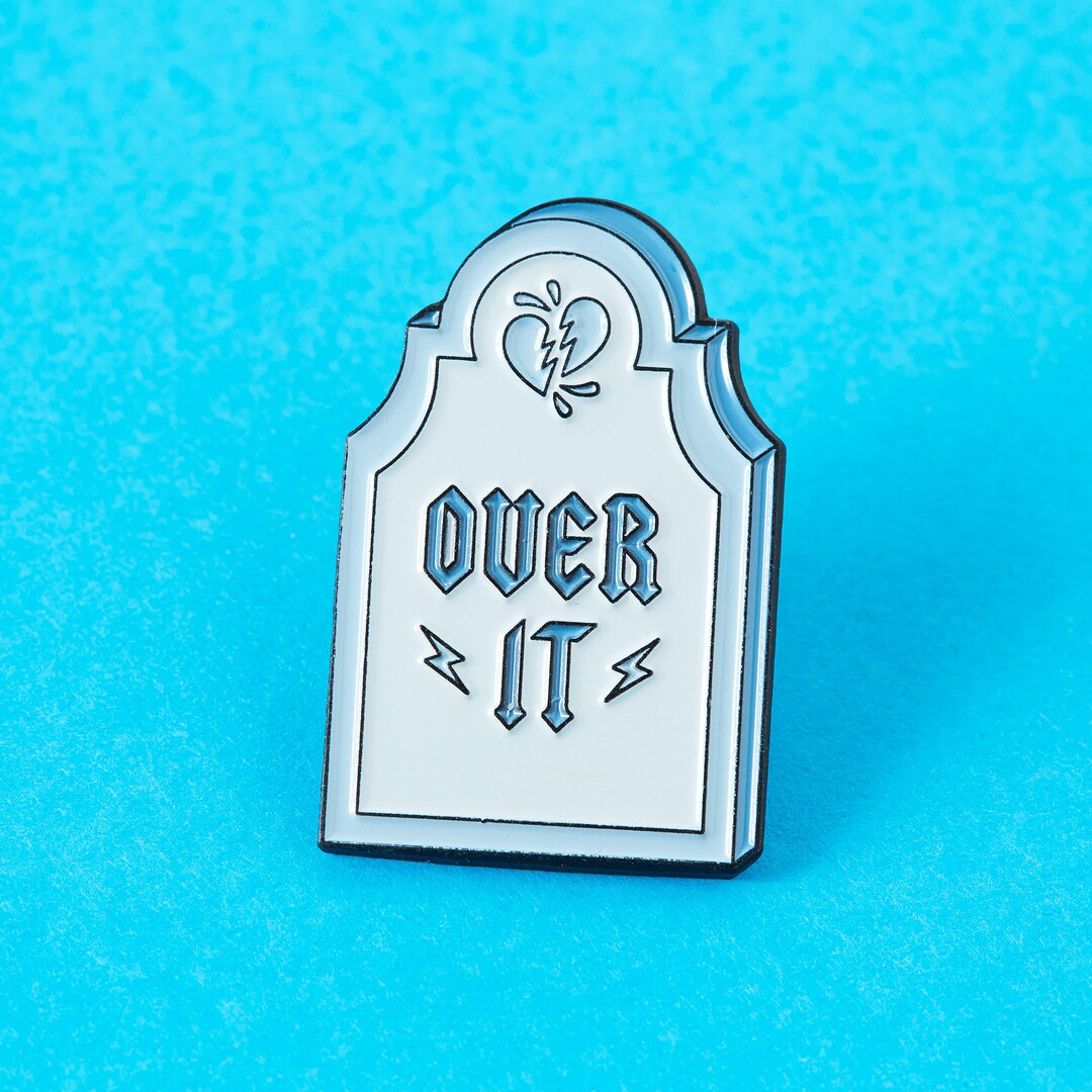 Over It Enamel Pin // Halloween/headstone/epitaph/tombstone Lapel Pin ...