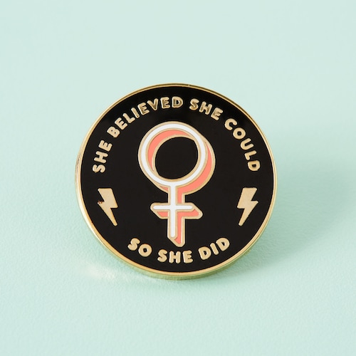 She Believed She Could so She Did Enamel Pin // Feminist - Etsy