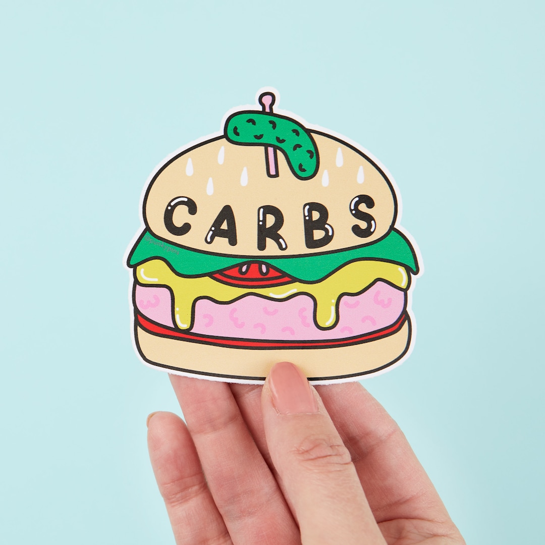 Carbs Burger Vinyl Sticker // Laptop Stickers // Die Cut - Etsy
