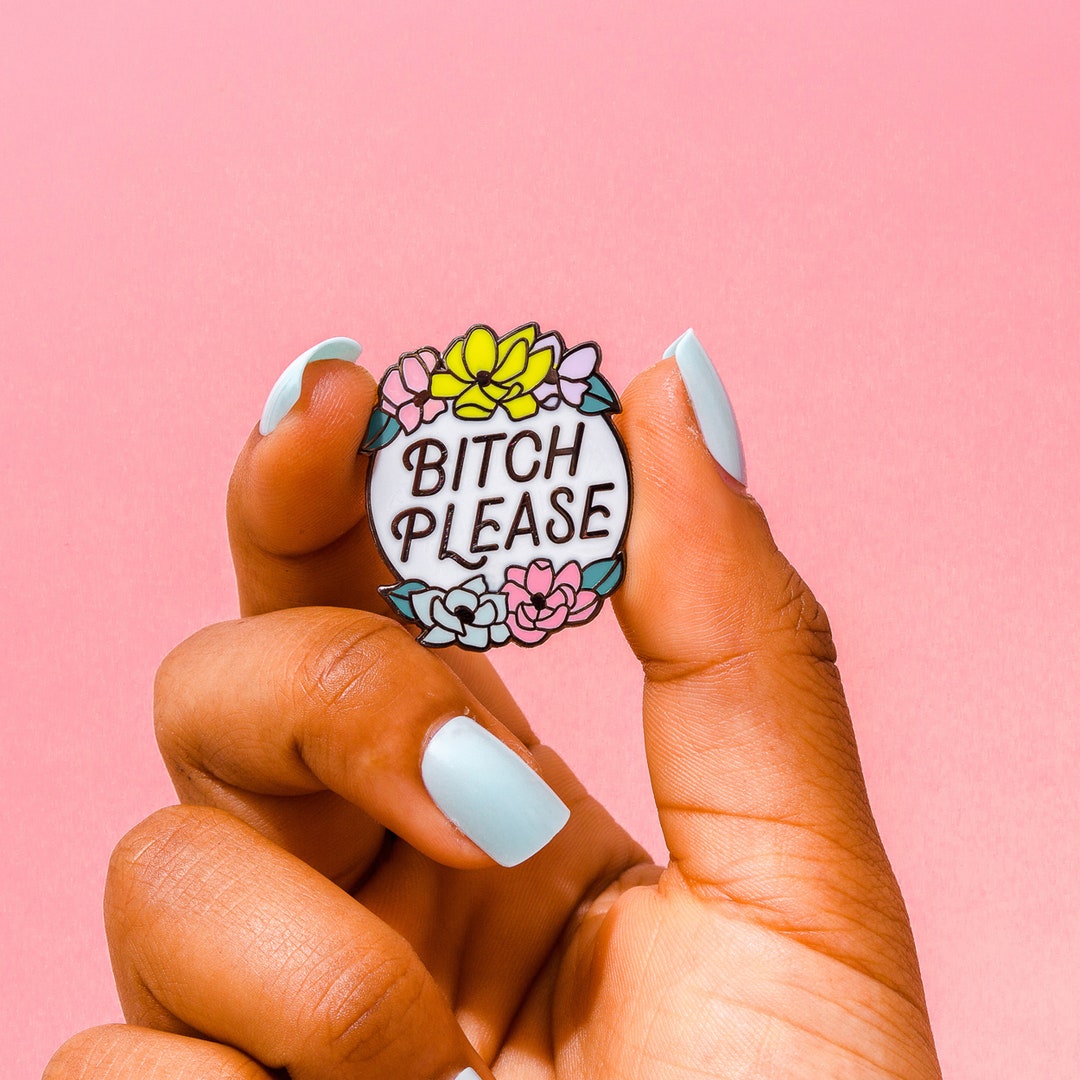 B*&ch Please Floral Swears Enamel Pin // Bitch Pin // Rude Badge ...
