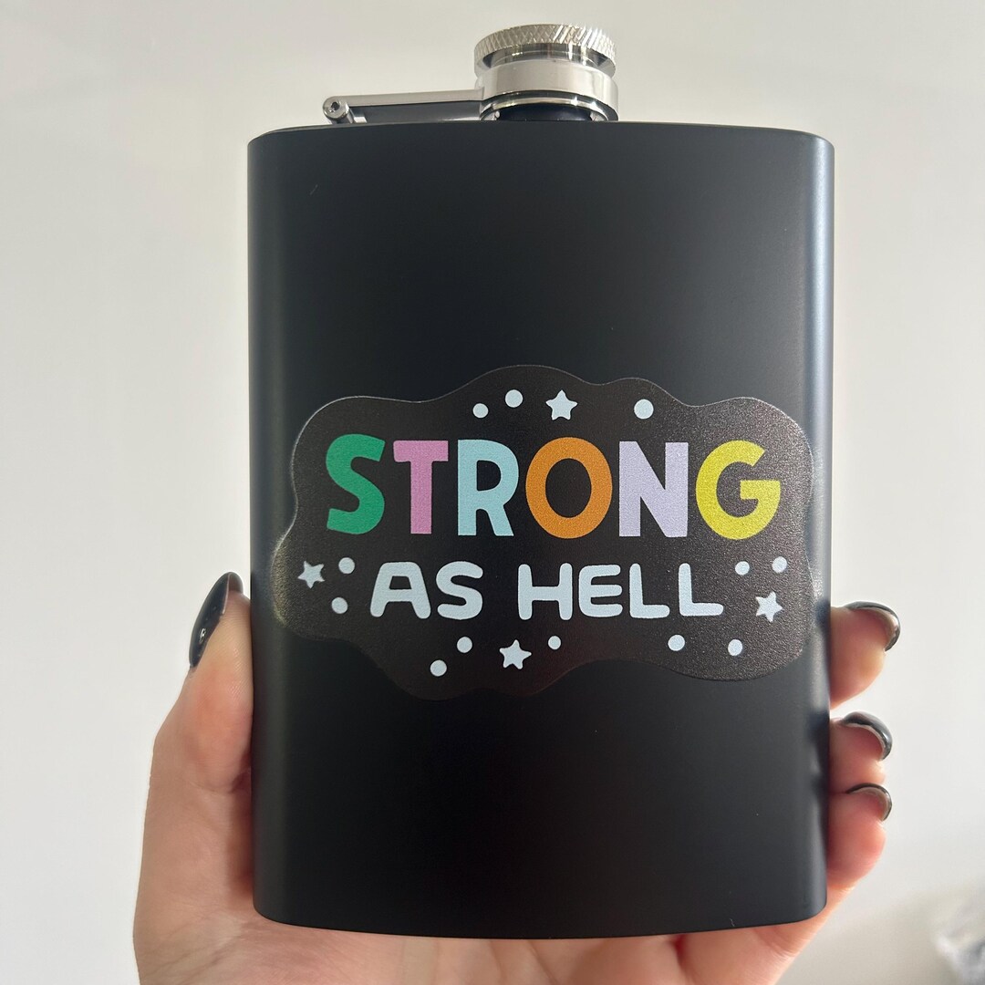 Strong as Hell Black GRADE B SECOND Stainless Steel Hip Flask, Black ...
