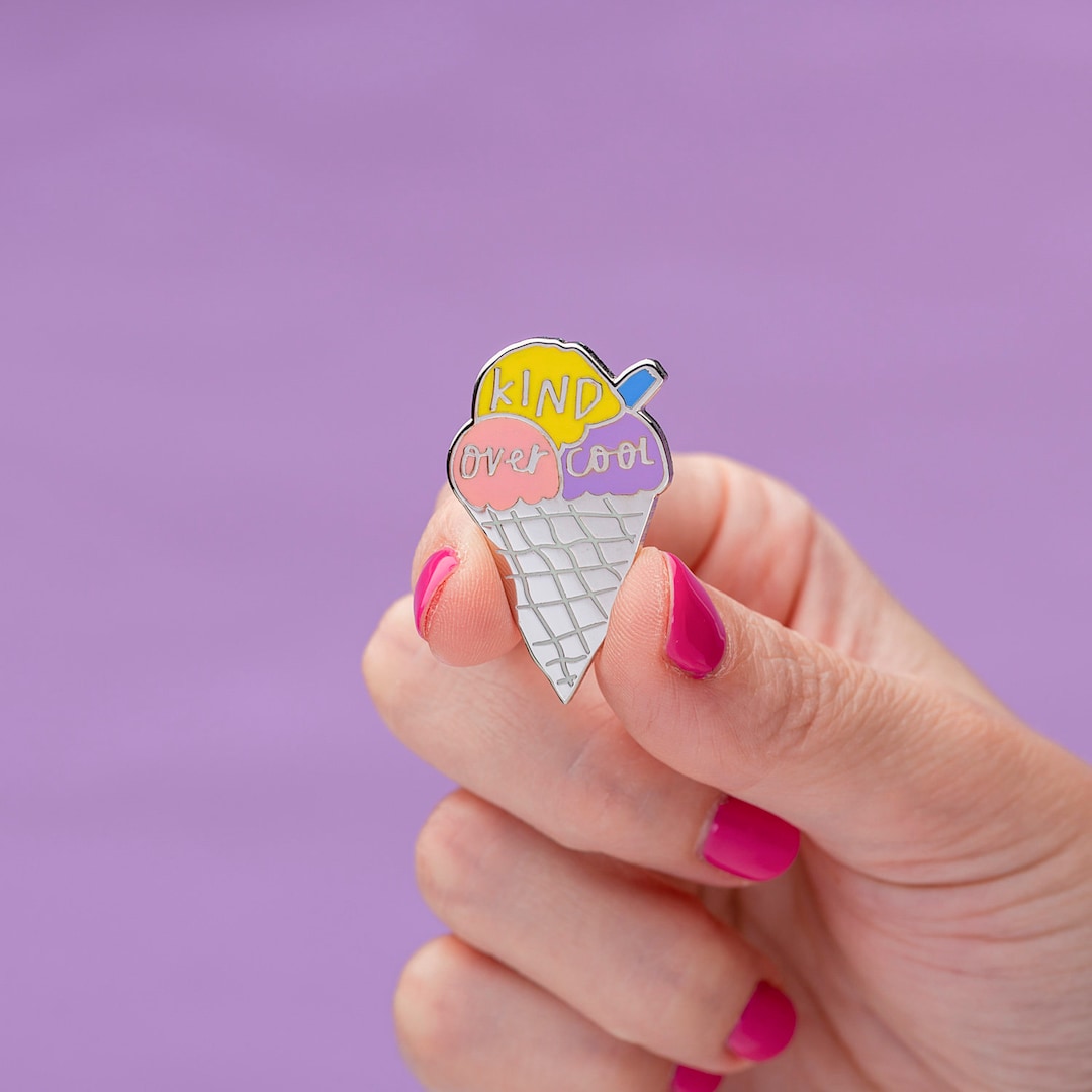 Kind Over Cool Enamel Pin // Ice Cream Pin Badge // Positivity ...