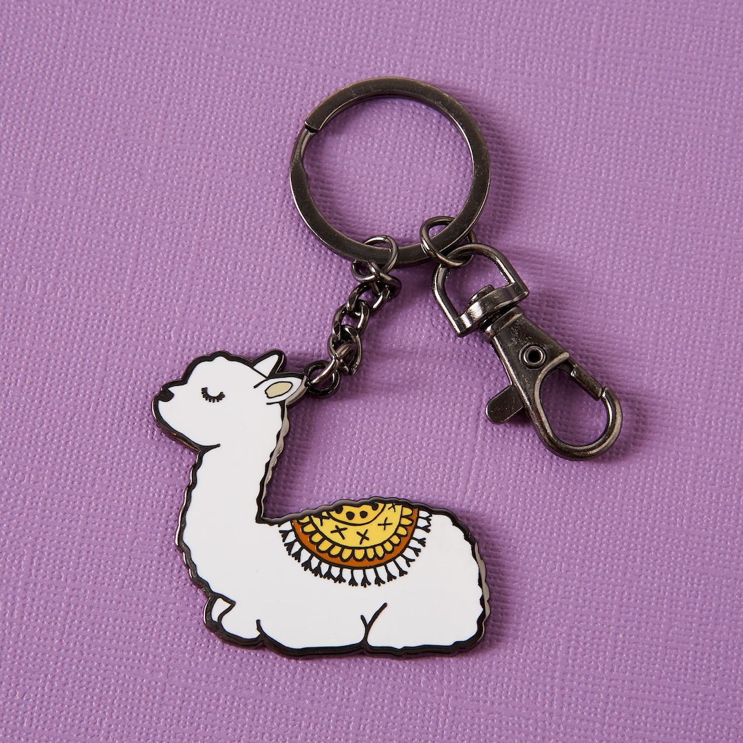Baby Llama Enamel Keyring // Punky Pins Key Chain - Etsy