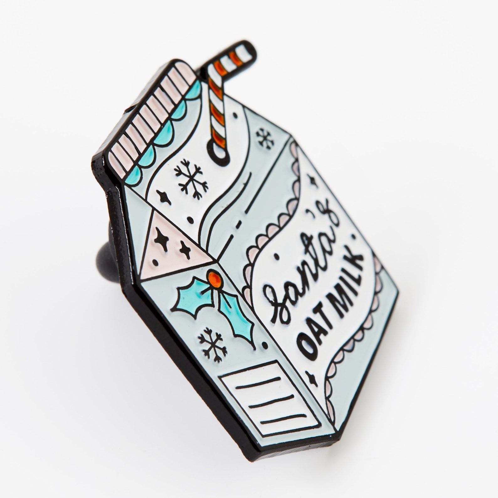 Santa's Oat Milk Enamel Pin - Punky Pins // Pin Badge, Badges, Funny ...