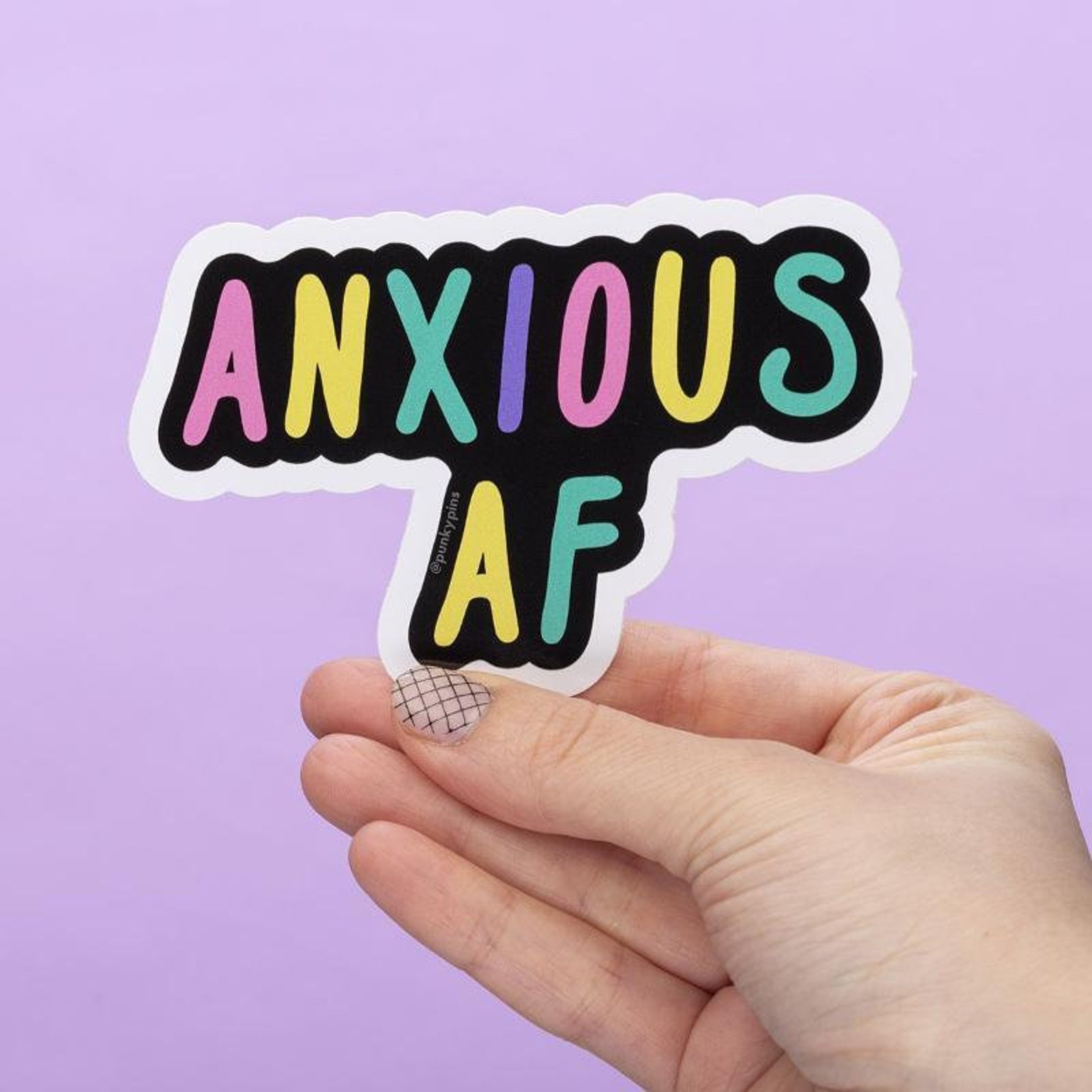 Anxious AF Large Vinyl Sticker // Anxiety Mental Health | Etsy