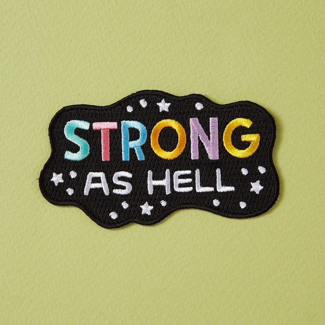 Strong as Hell Iron-on Patch // Embroidered Badge // Bag Patch // Back ...