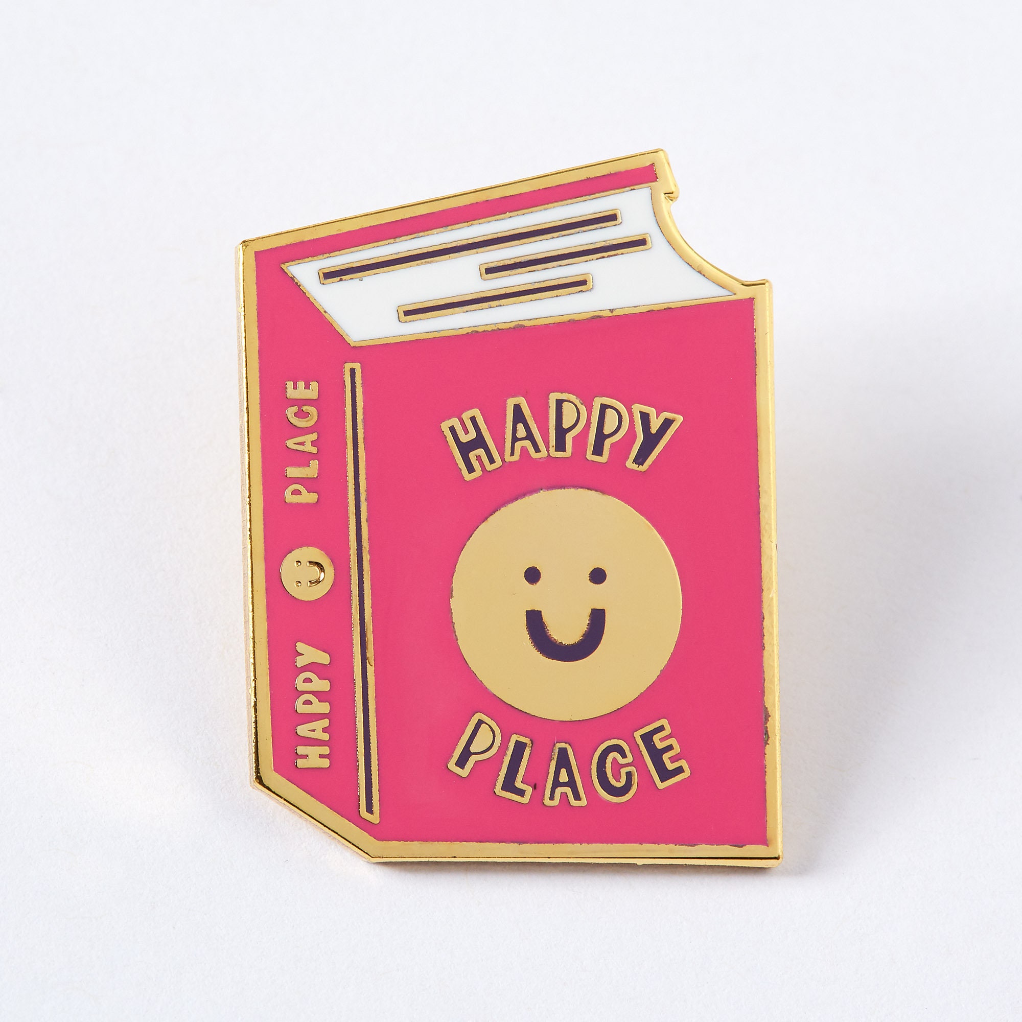 Happy Place Enamel Pin // Bookish, Bookworm, Book Lover, Introvert ...
