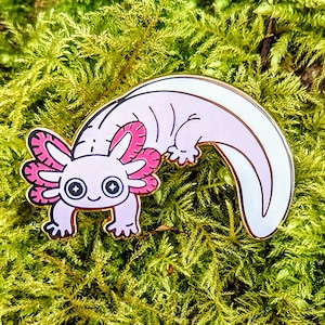 Axolotl Enamel Pin / Cute Salamander Badge / Pink Wildlife Jewellery - Etsy