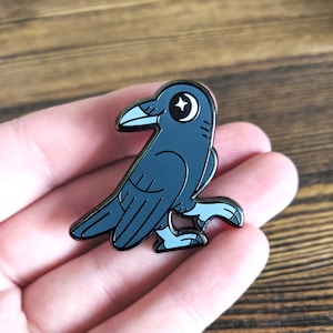 Crow Enamel Pin / Carrion Crow Jewellery / Cute Goth Bird / Lapel Pin ...