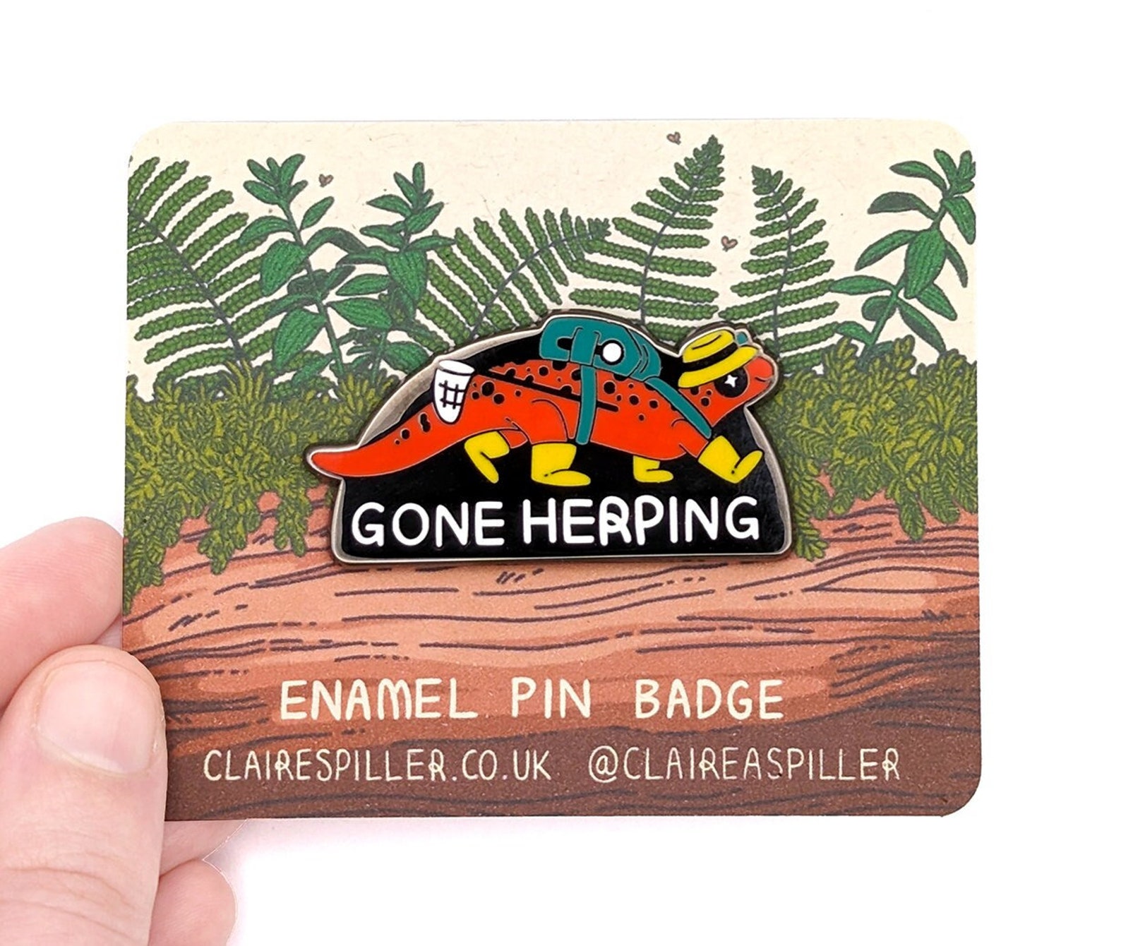 Gone Herping Enamel Pin Badge / Large Salamander Jewellery / Amphibian ...