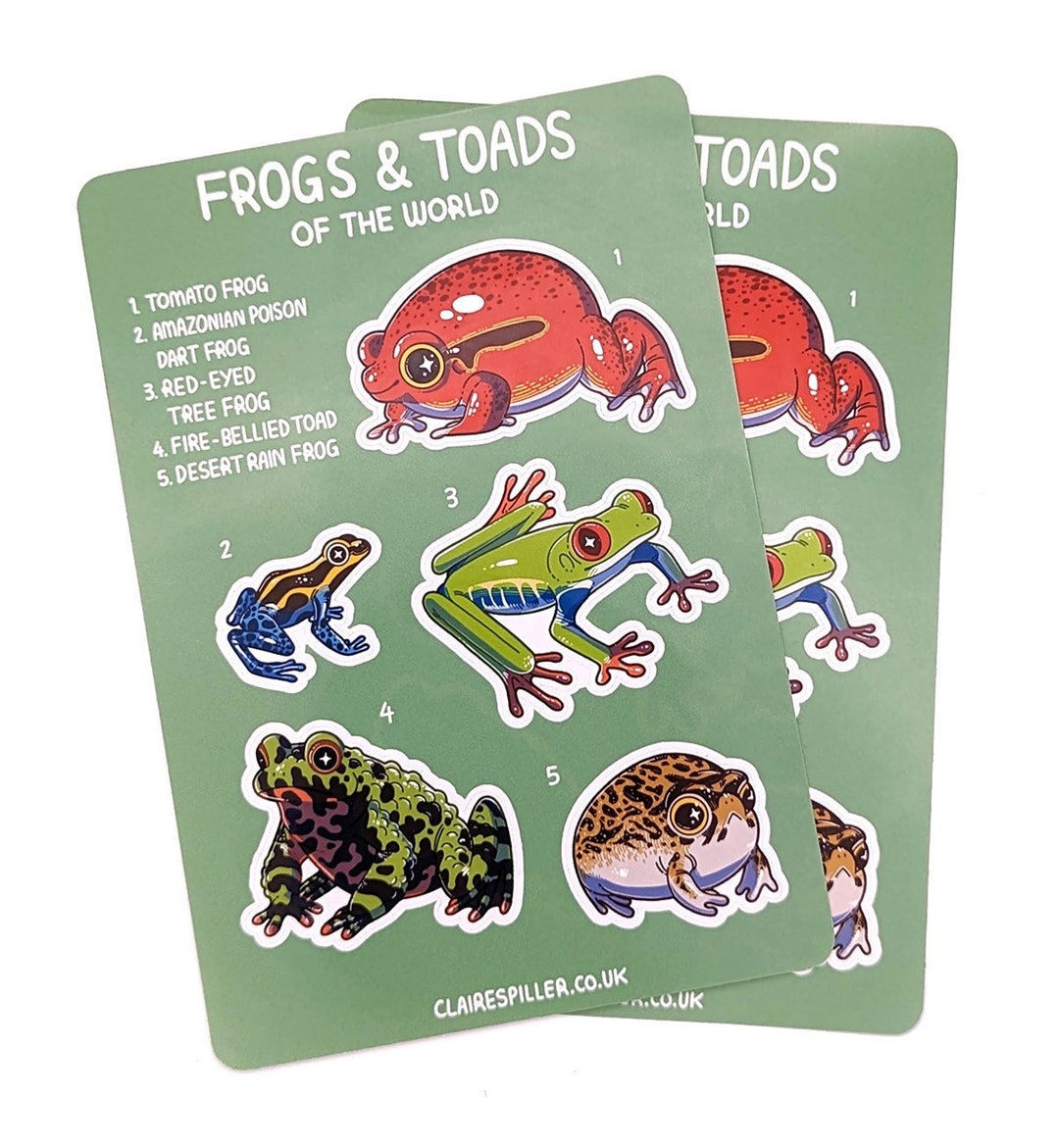 Frogs & Toads of the World Sticker Sheet / Cute Amphibian Stickers - Etsy