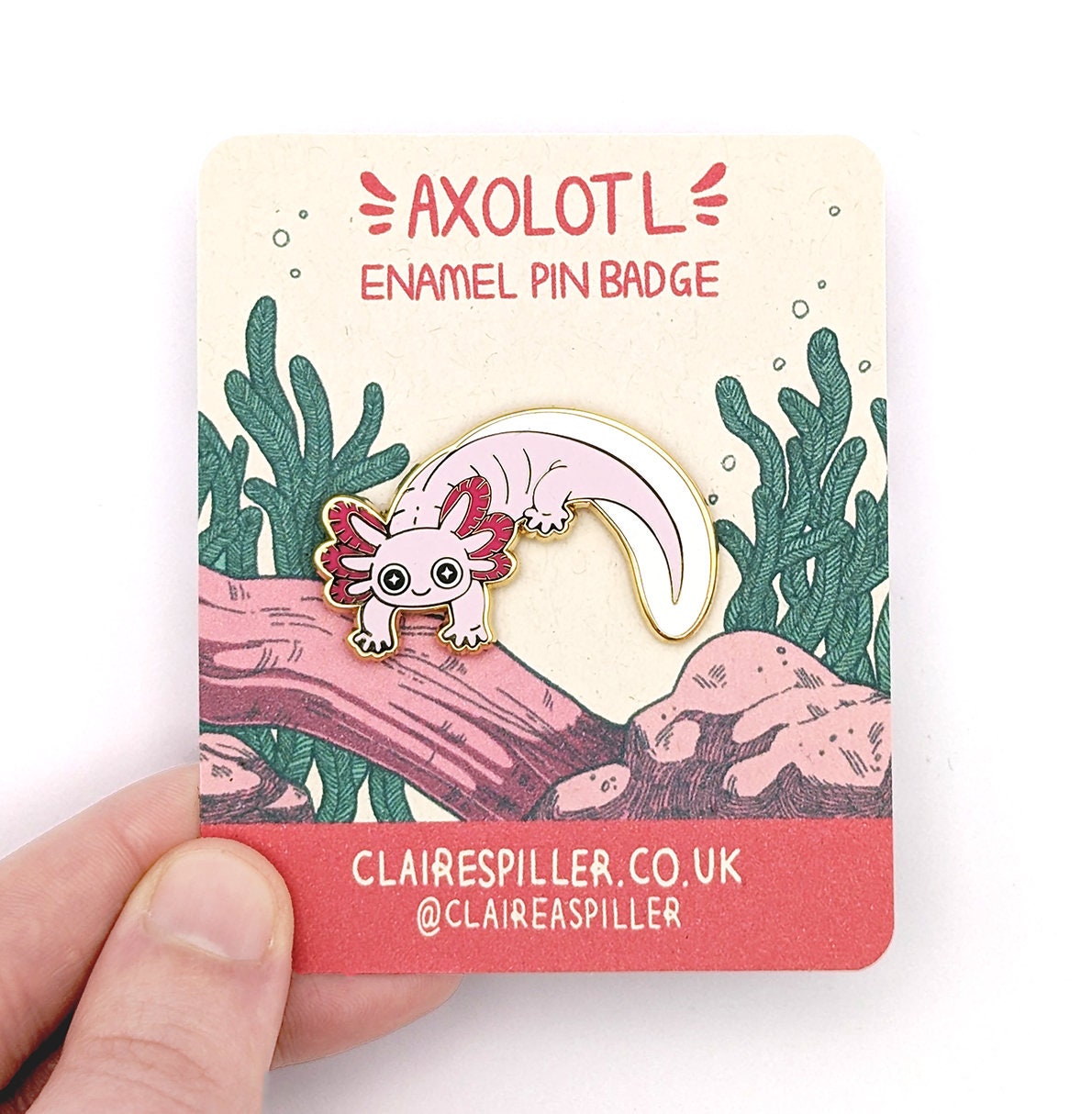Axolotl Enamel Pin / Cute Salamander Badge / Pink Wildlife Jewellery - Etsy