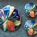 Vintage David Kuo Butterfly Enamel Brooch Pendant With Earrings, Signed ...