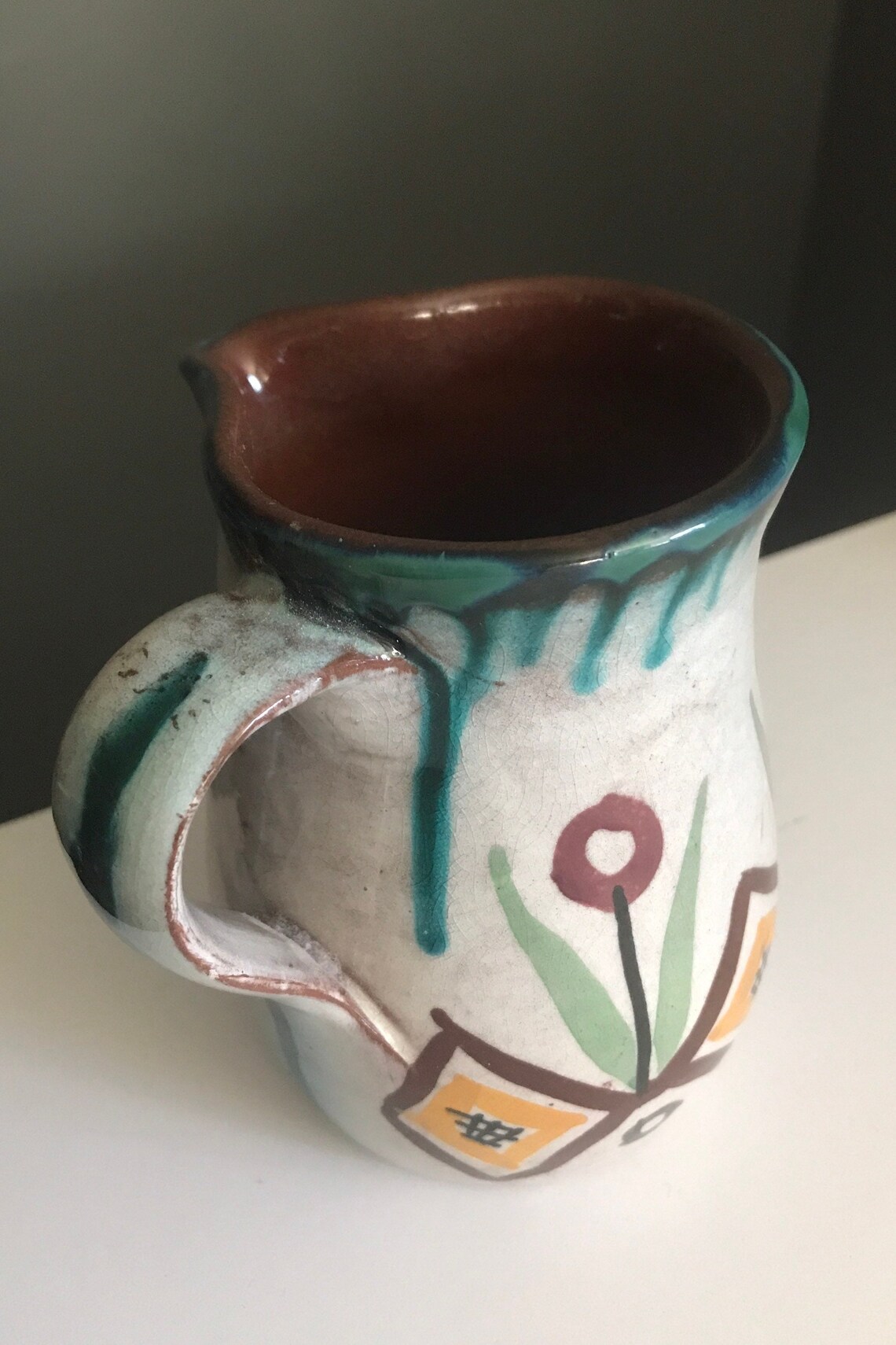 Studio Pottery Creamer, Mid Century Modern Pottery, MCM Glazed ...
