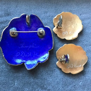Vintage David Kuo Butterfly Enamel Brooch Pendant With Earrings, Signed ...