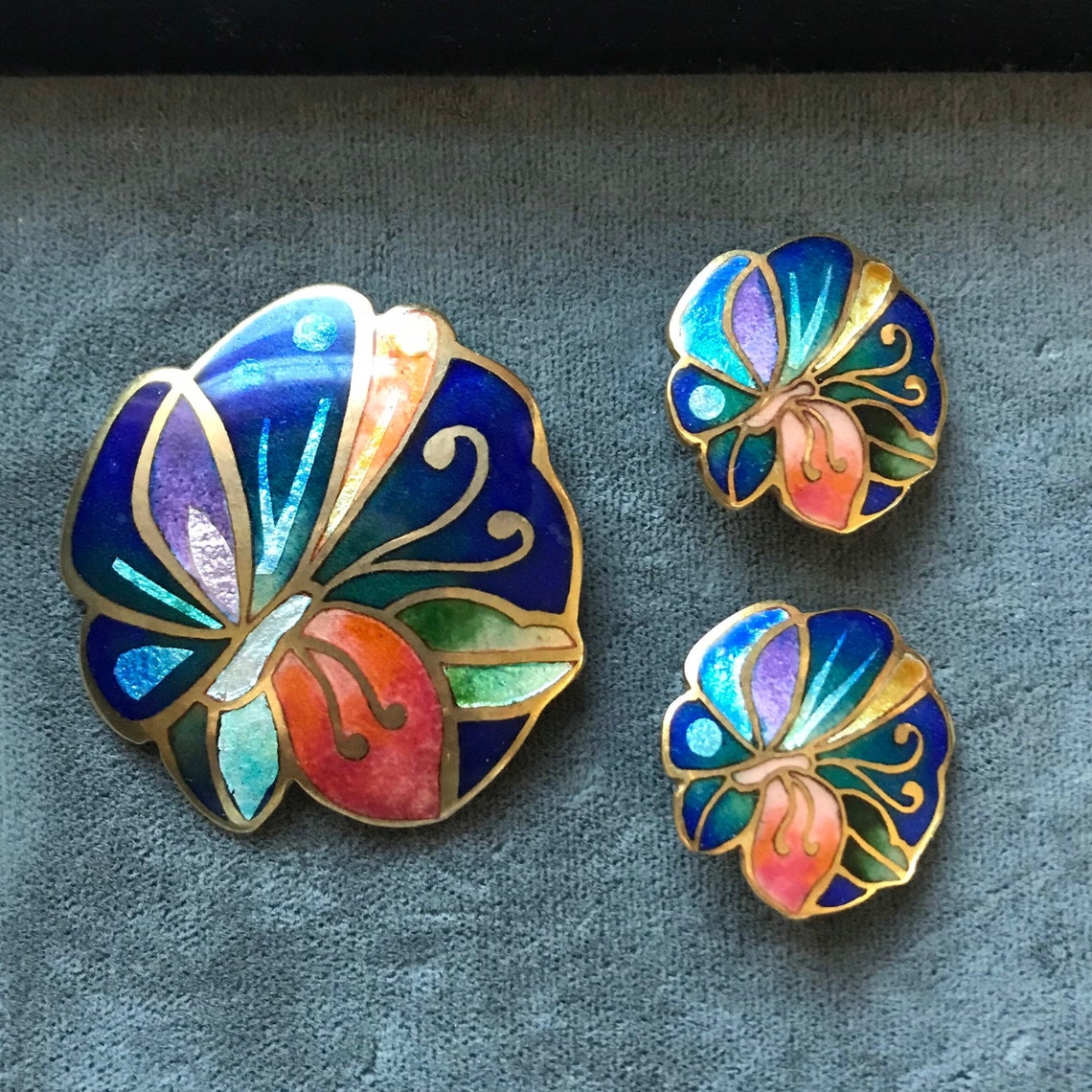 Vintage David Kuo Butterfly Enamel Brooch Pendant With - Etsy