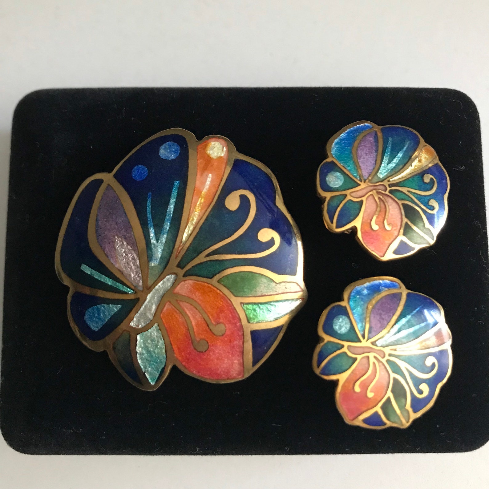 Vintage David Kuo Butterfly Enamel Brooch Pendant With - Etsy