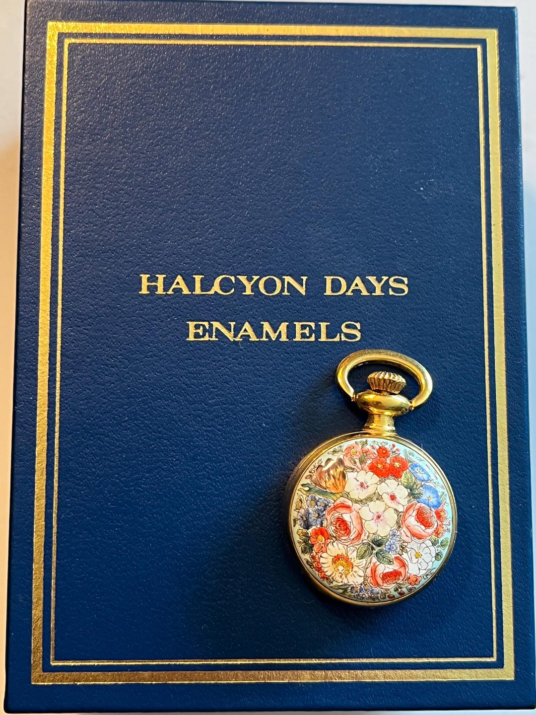 Floral Halcyon Days Enamels Pocket Watch, Swiss Made, Original Box - Etsy