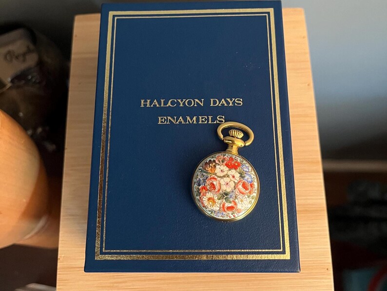 Floral Halcyon Days Enamels Pocket Watch, Swiss Made, Original Box - Etsy