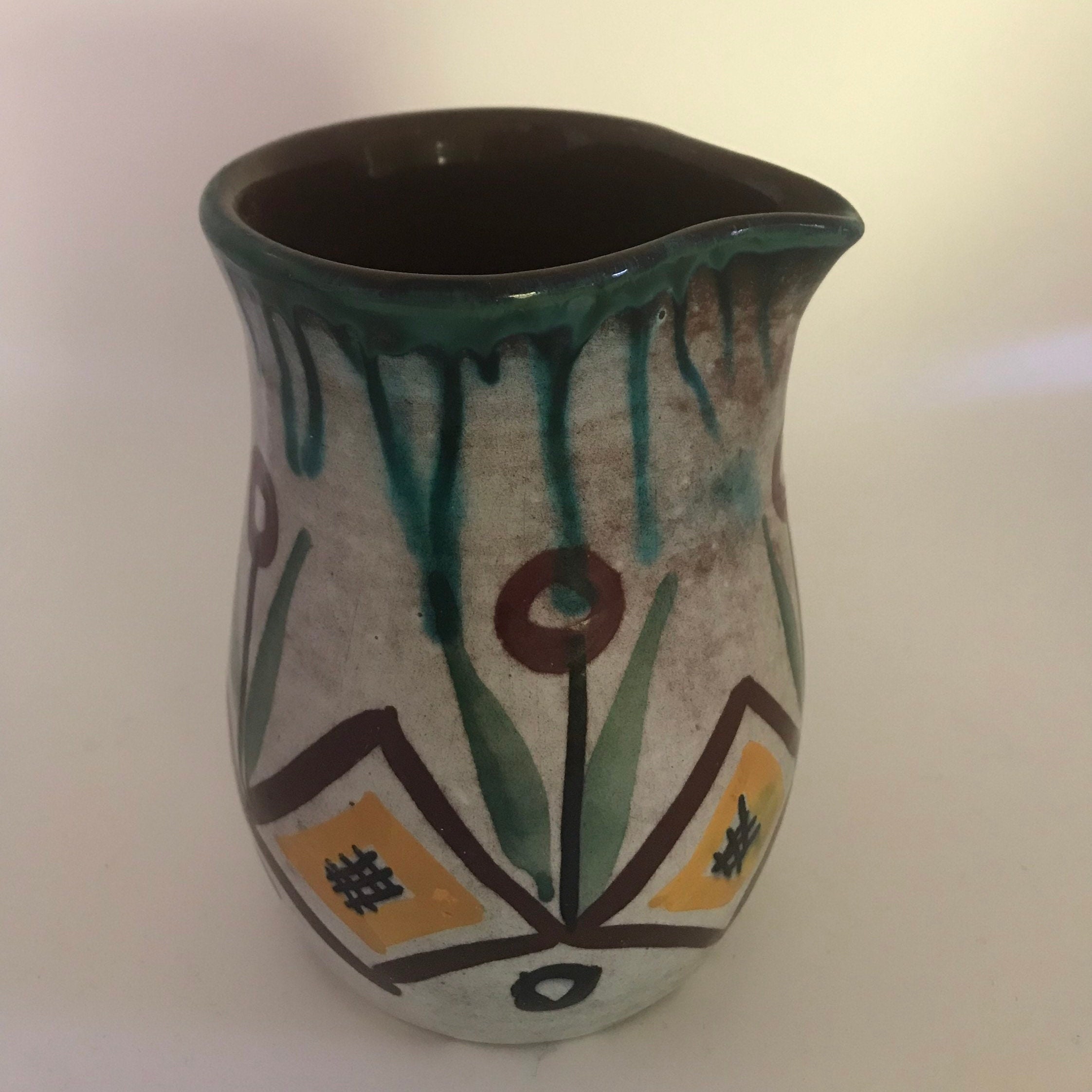 Studio Pottery Creamer, Mid Century Modern Pottery, MCM Glazed ...