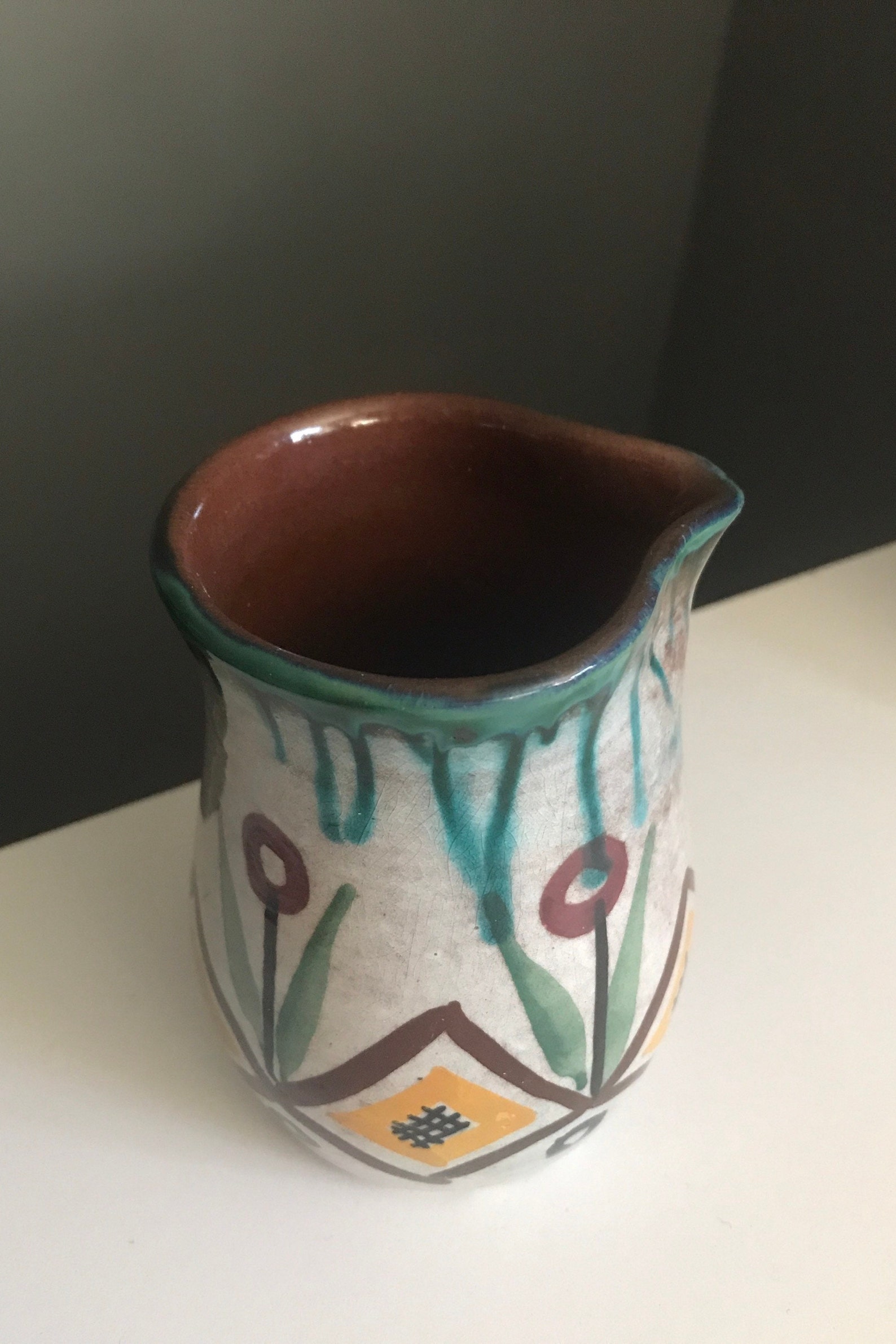 Studio Pottery Creamer, Mid Century Modern Pottery, MCM Glazed ...