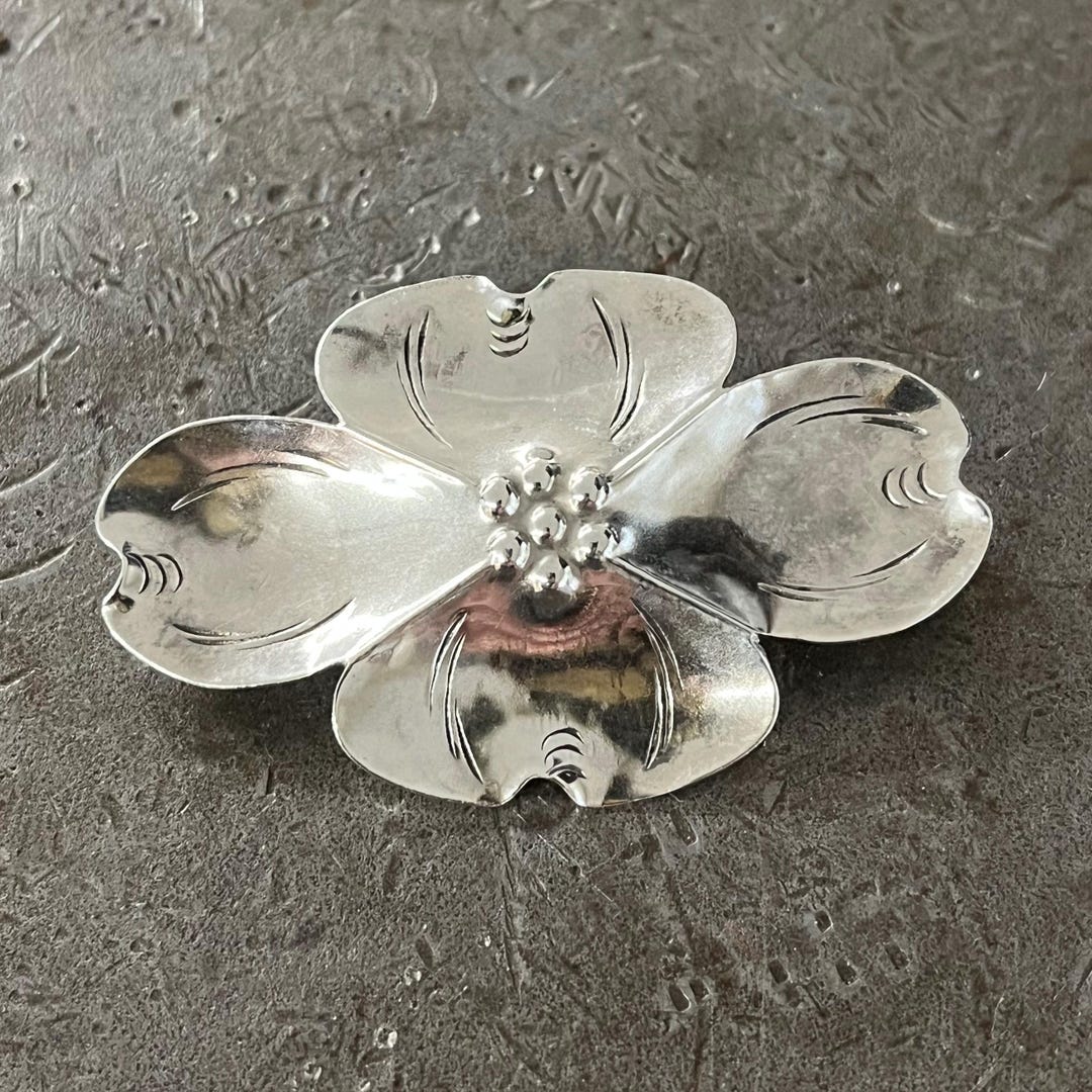 Vintage Stuart Nye Sterling Dogwood Blossom Brooch Lapel Pin, Hand ...