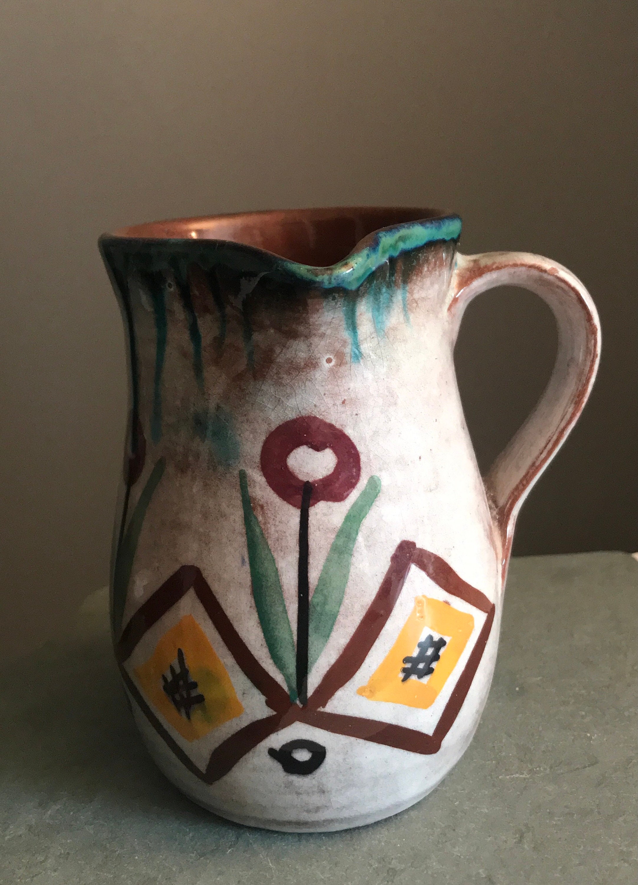 Studio Pottery Creamer, Mid Century Modern Pottery, MCM Glazed ...