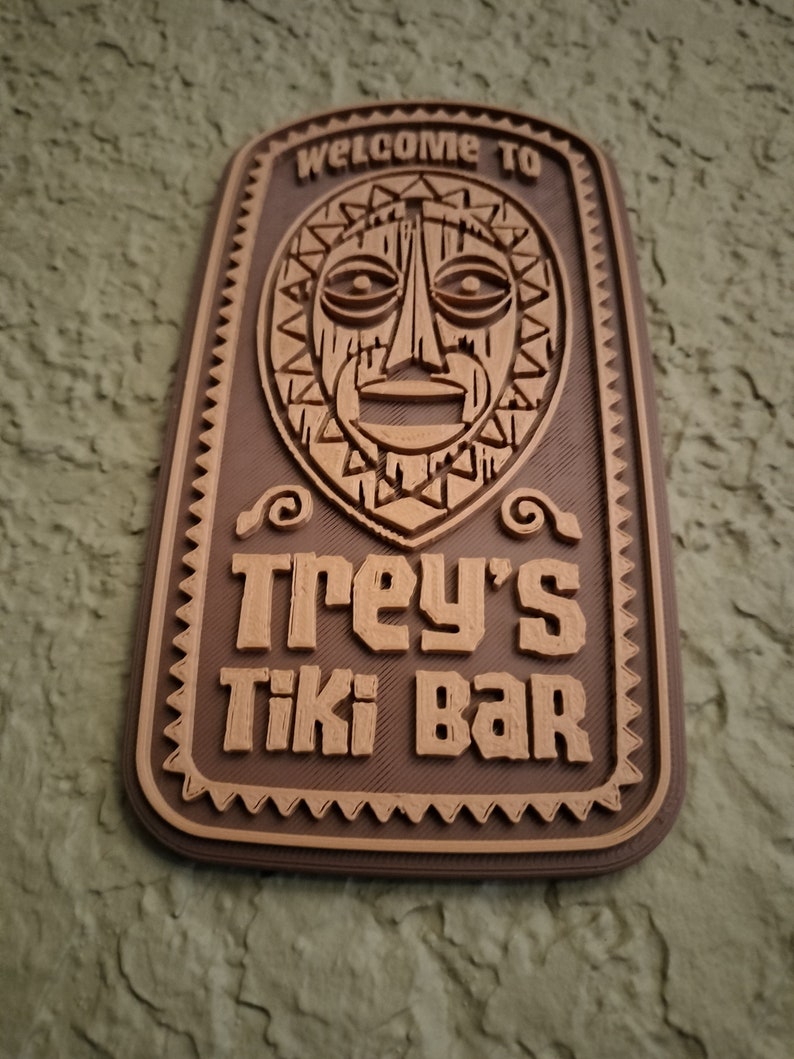 Personalized Tiki Bar Sign 3D Printed Custom Polynesian Gift Plaque ...