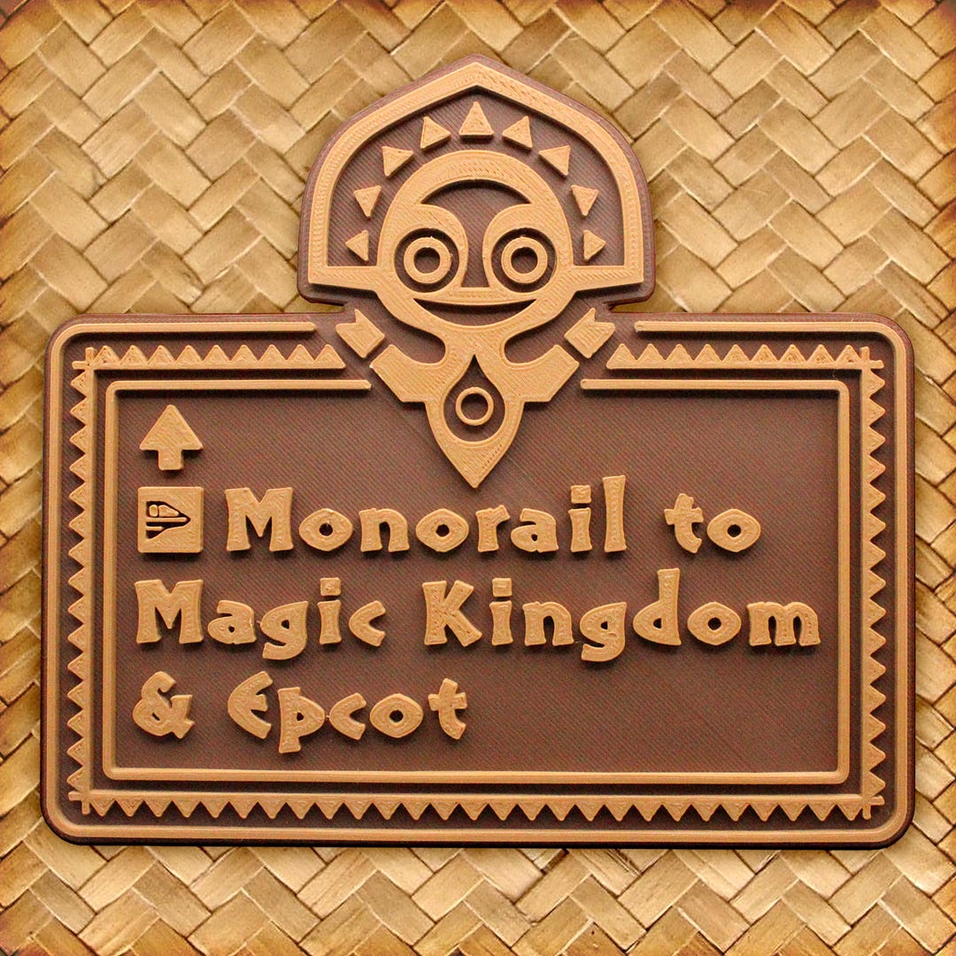 POLYNESIAN RESORT Monorail to Magic Kingdom & Epcot 3D Printed Sign ...
