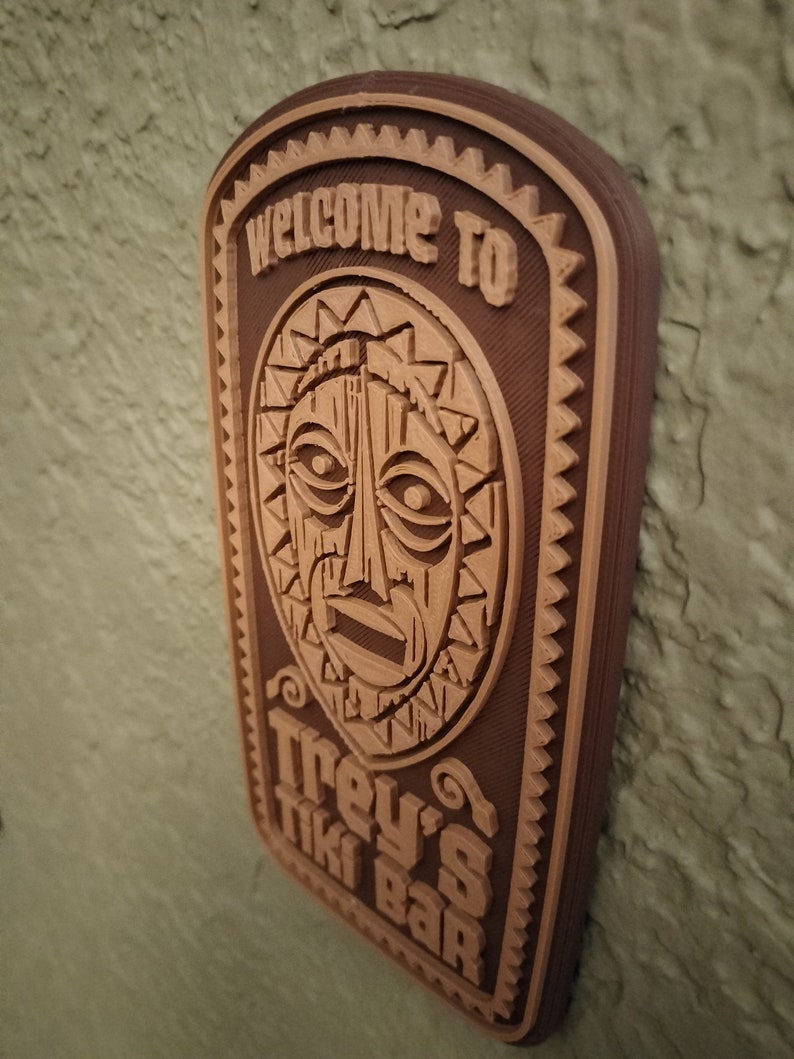 Personalized Tiki Bar Sign 3D Printed Custom Polynesian Gift Plaque ...
