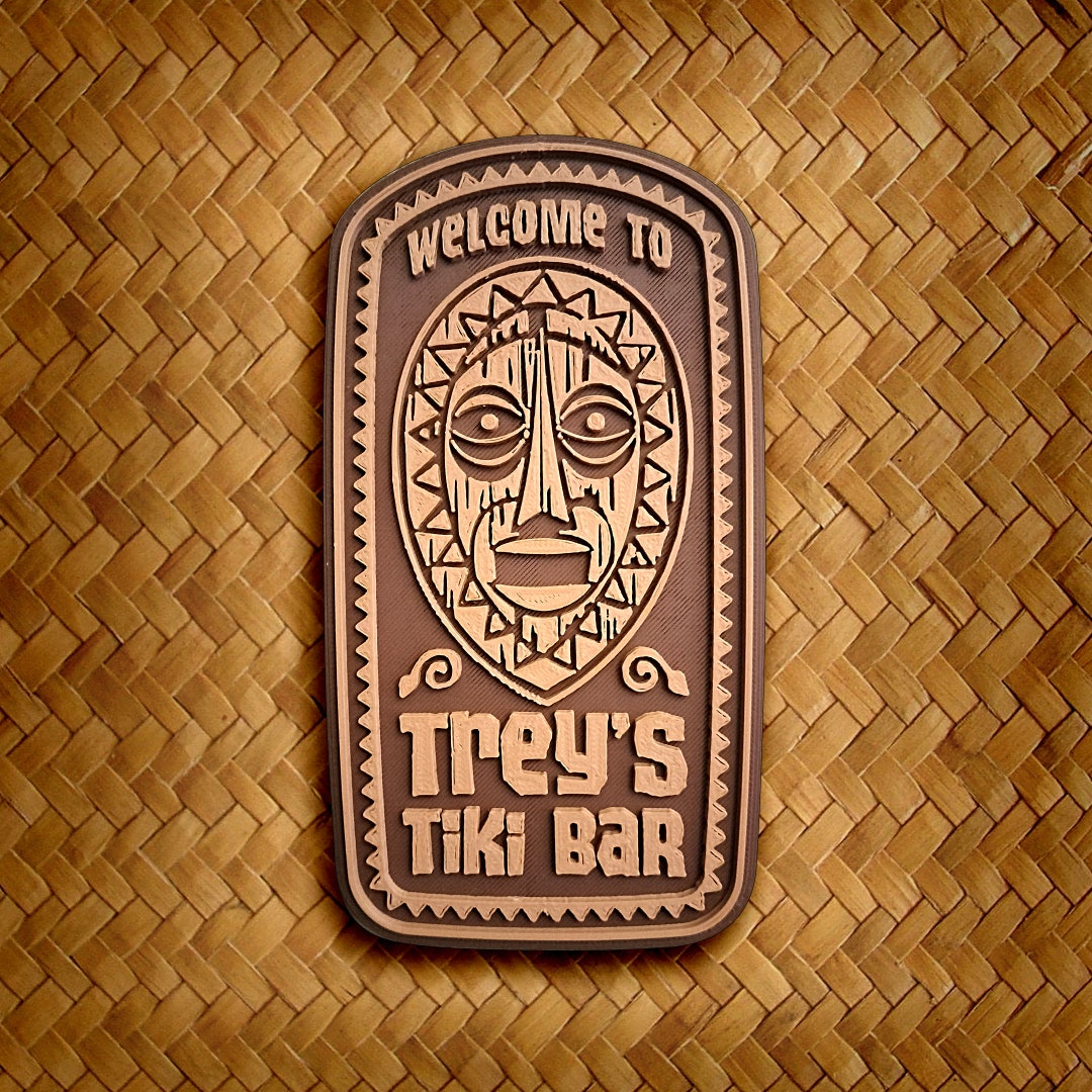 Personalized Tiki Bar Sign 3D Printed Custom Polynesian Gift Plaque ...