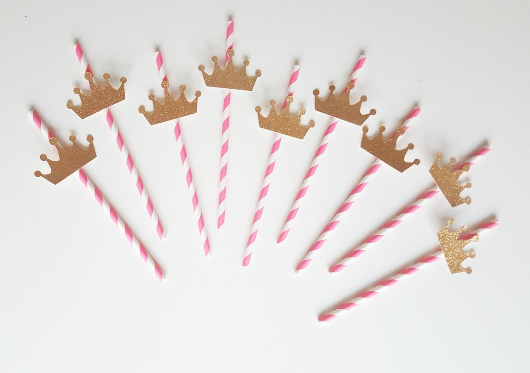 Crown Straw Princess Girl Birthday Pink Straw Golden Crown - Etsy