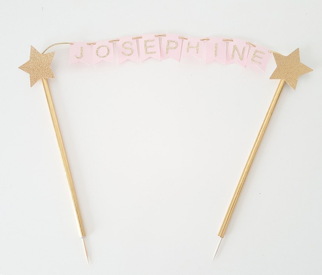 Name Banner, Cake Topper, Decoration Cake Flags Etoilesdorees, Glitter ...