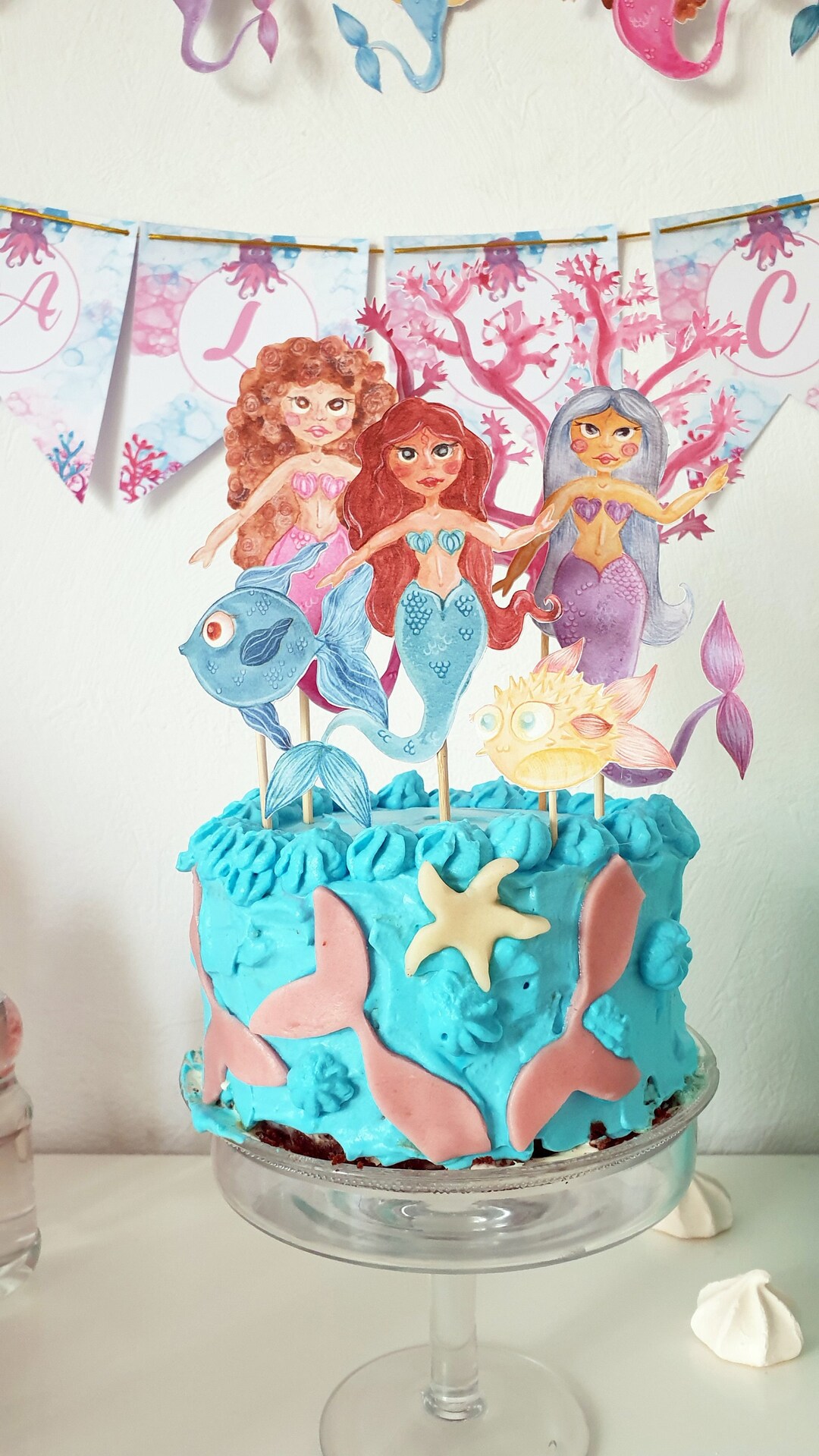 Decoration Cake, Sirene, Cake Topper, Birthday, Girl, Coral, Fish, Lot ...