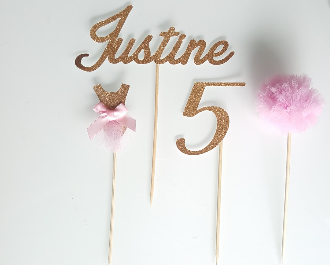 Dancer Cake Decoration Tutu Cake Topper Just Gold and Pink - Etsy