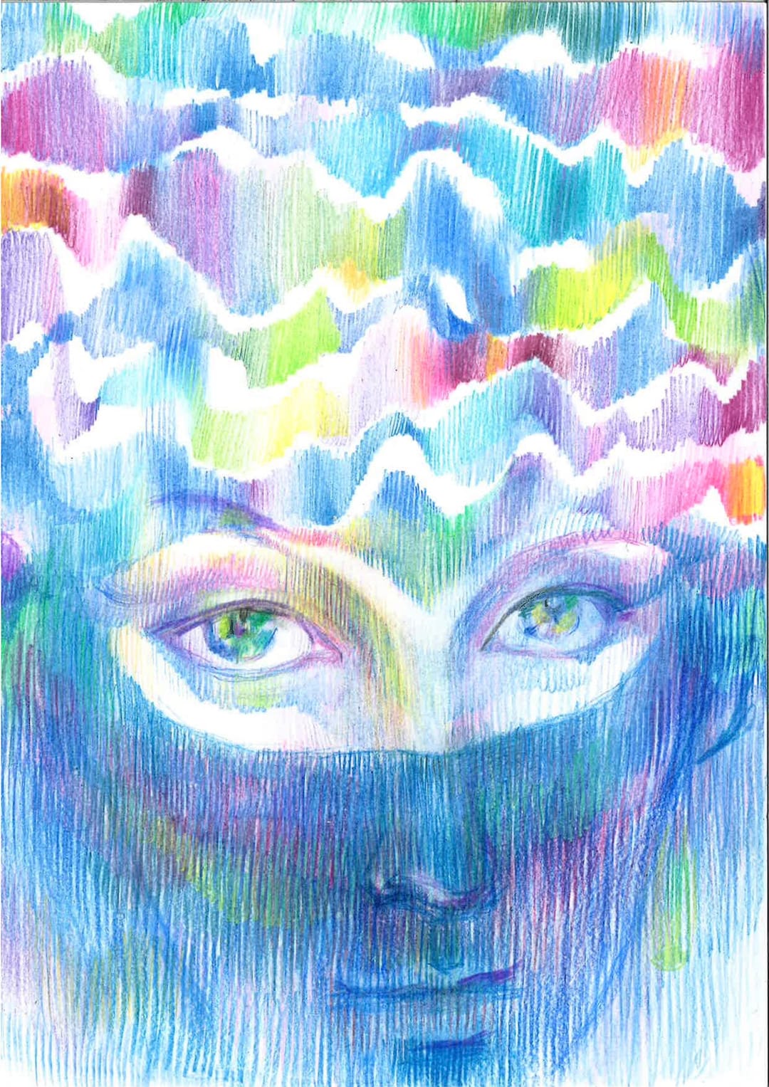 Printable Exotic Illustration eyes Abstract Modern Coloured Pencils ...