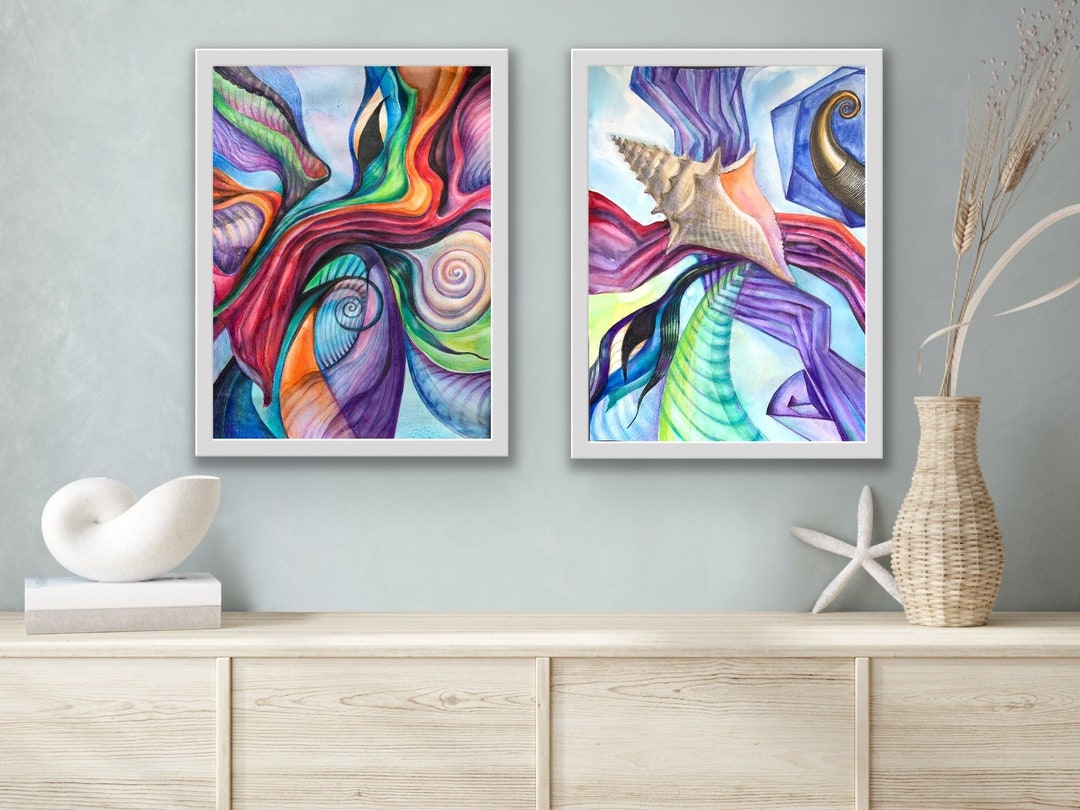 Abstract Printable Bright Diptych Modern Unique Romantic Set - Etsy