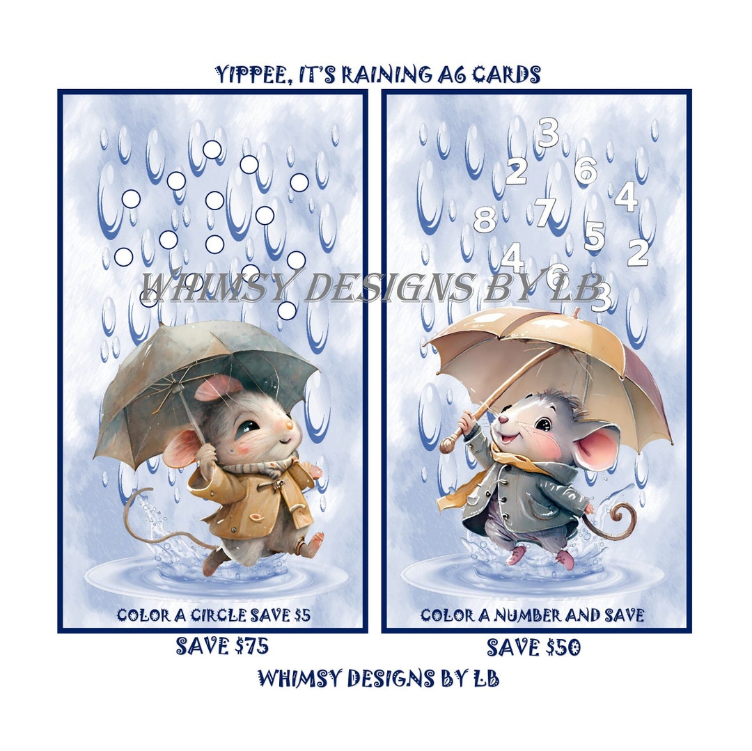 Yippee, It's Raining Savings Challenge A6 Cards - Etsy