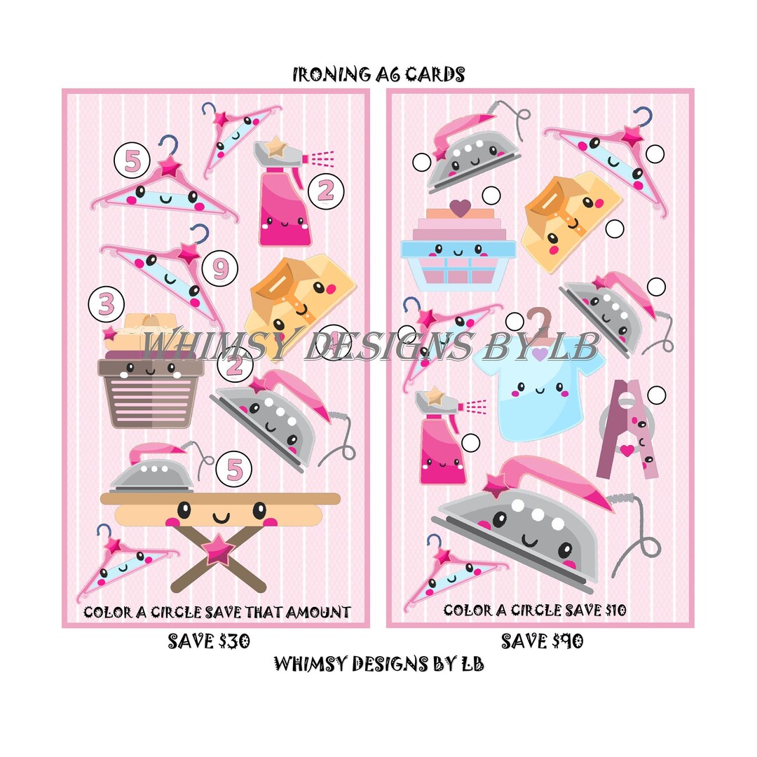 Ironing Savings Challenge A6 Cards - Etsy