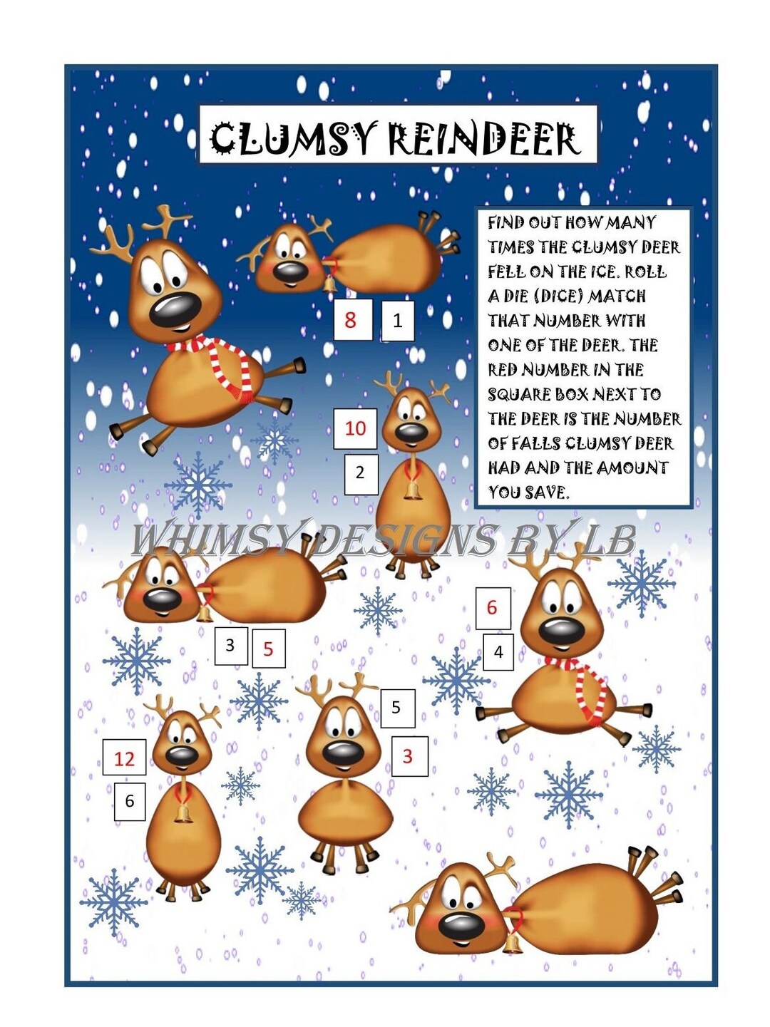 Clumsy Reindeer Savings Challenge Game - Etsy