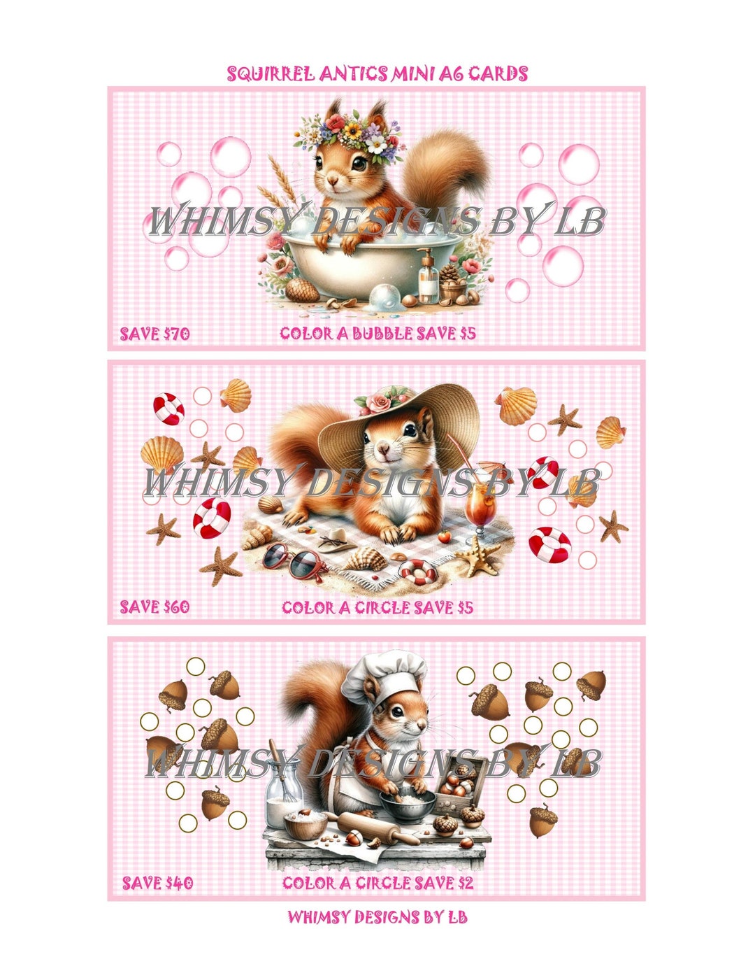 Squirrel Antics Savings Challenge Mini A6 Cards - Etsy