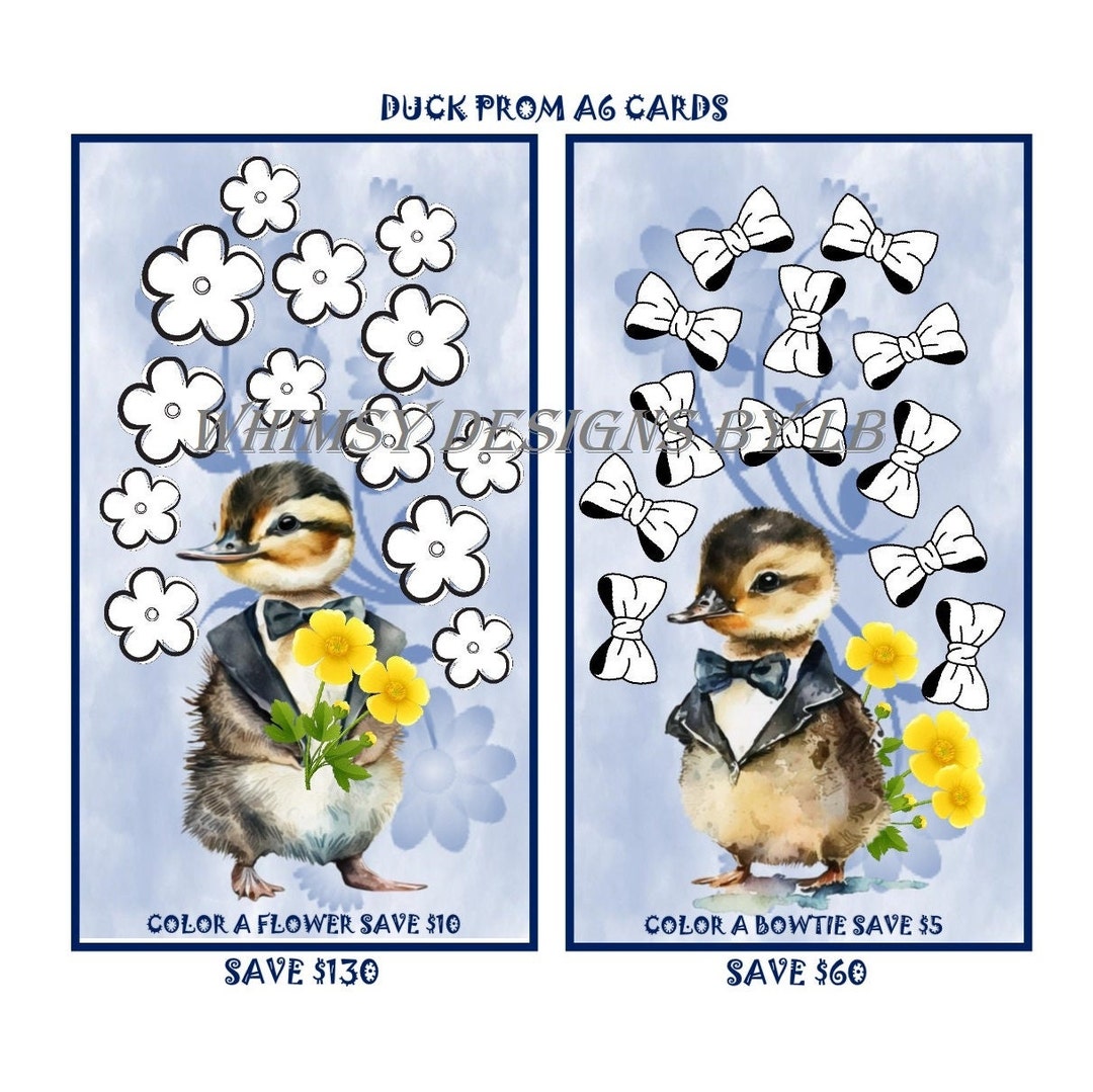 Duck Prom Savings Challenge A6 Cards - Etsy