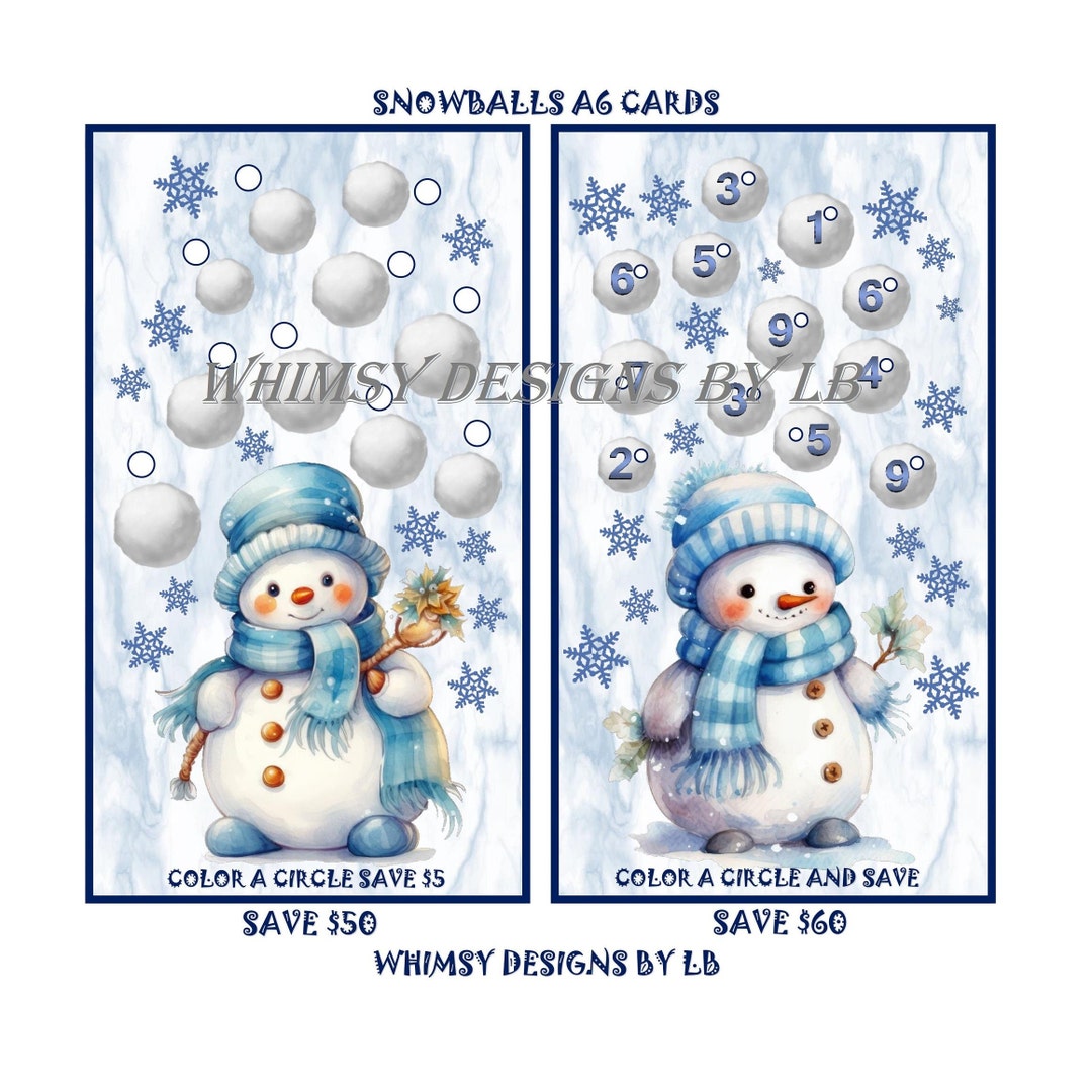 Snowballs Savings Challenge A6 Cards - Etsy