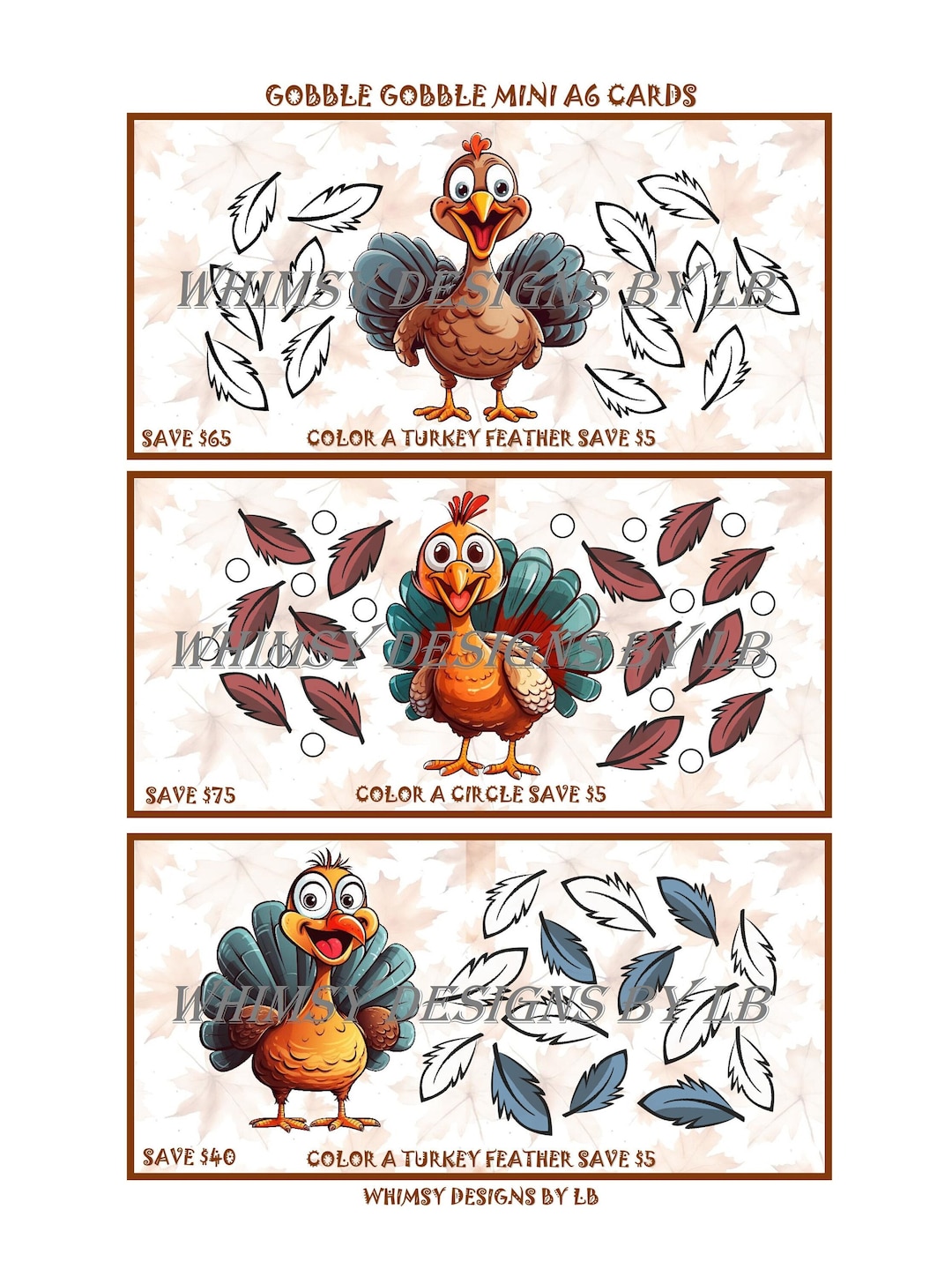 Gobble Gobble Saving Challenge Mini A6 Cards - Etsy