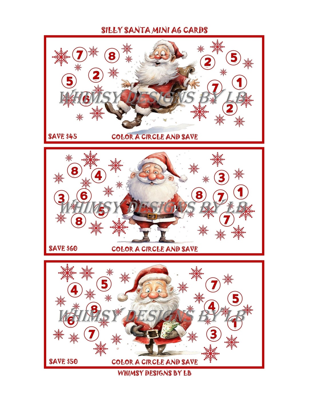 Silly Santa Savings Challenge Mini A6 Cards - Etsy