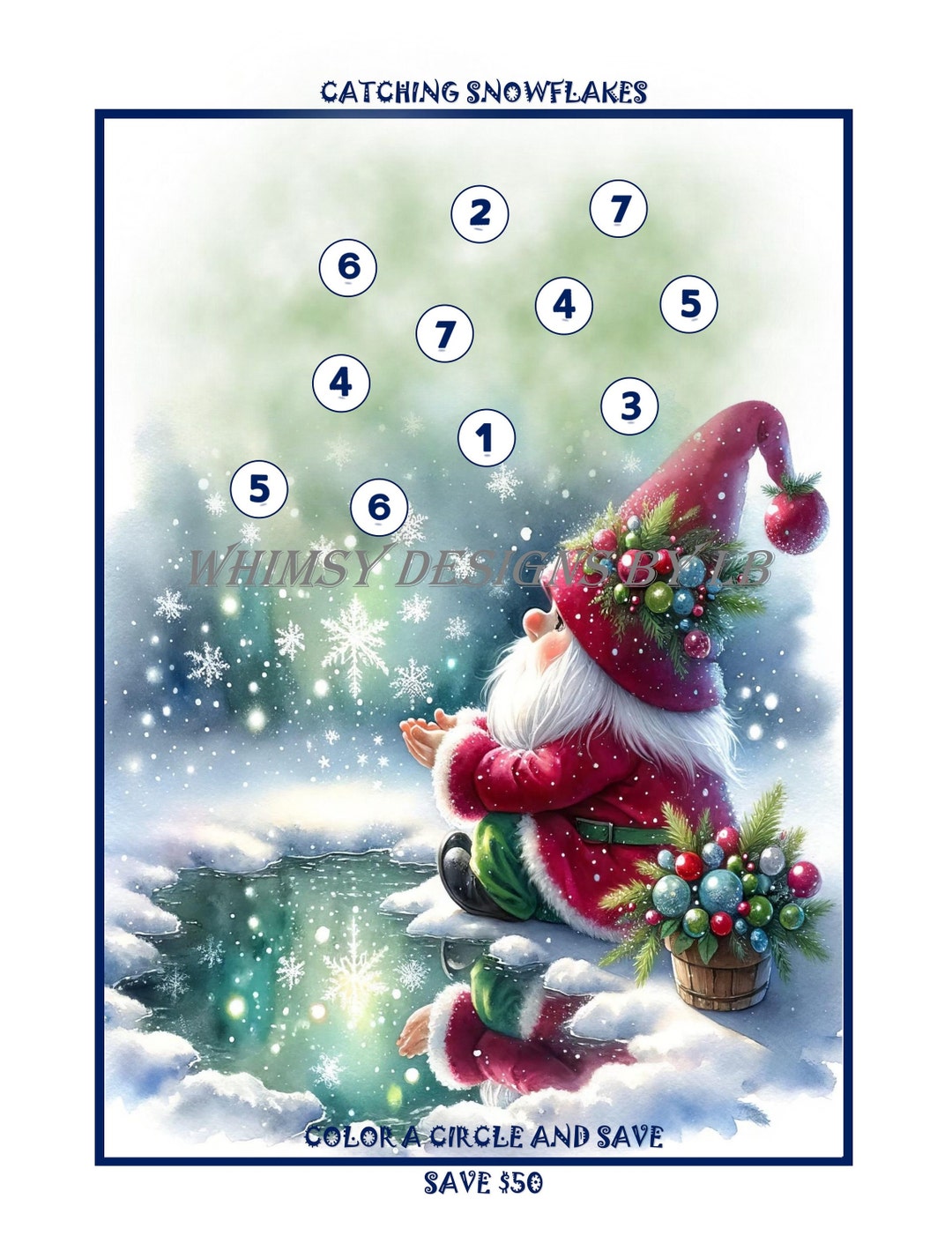 Catching Snowflakes Gnome Savings Challenge - Etsy