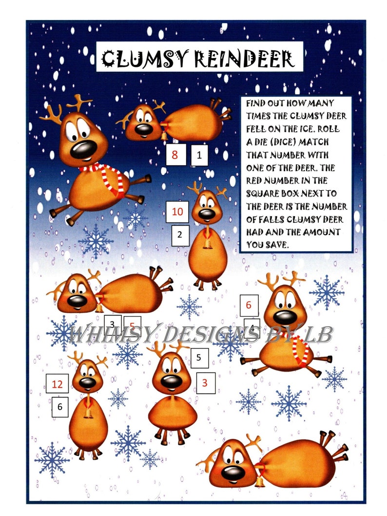 Clumsy Reindeer Savings Challenge Game - Etsy