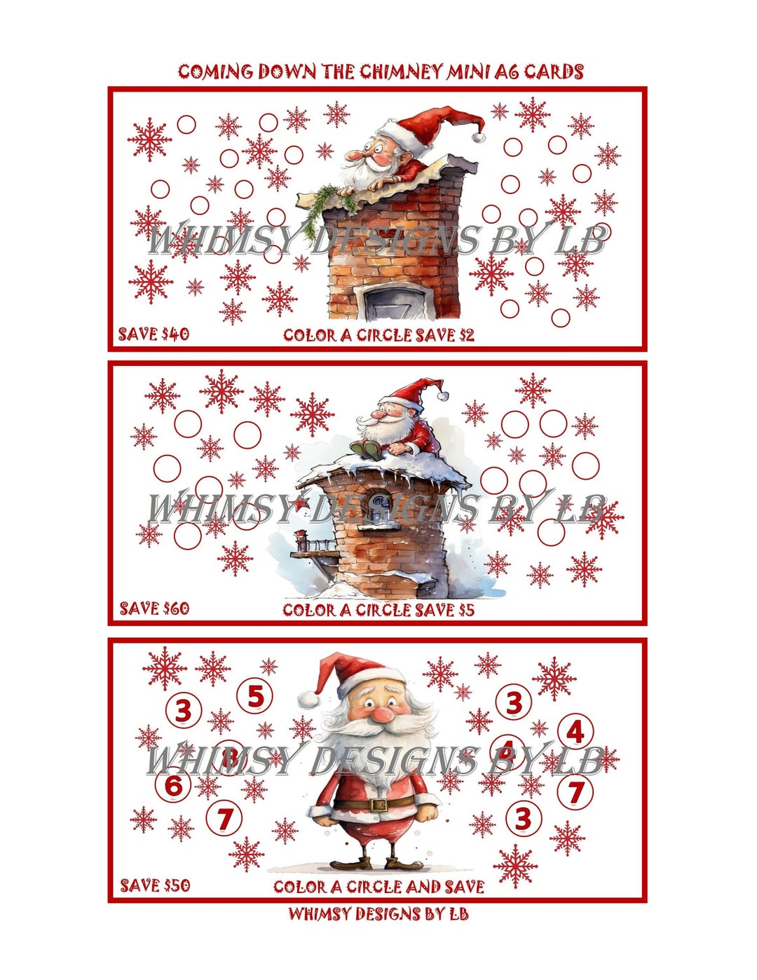 Coming Down the Chimney Savings Challenge Mini A6 Cards - Etsy
