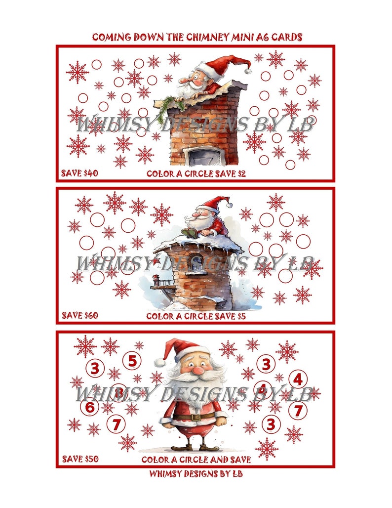 Coming Down the Chimney Savings Challenge Mini A6 Cards - Etsy