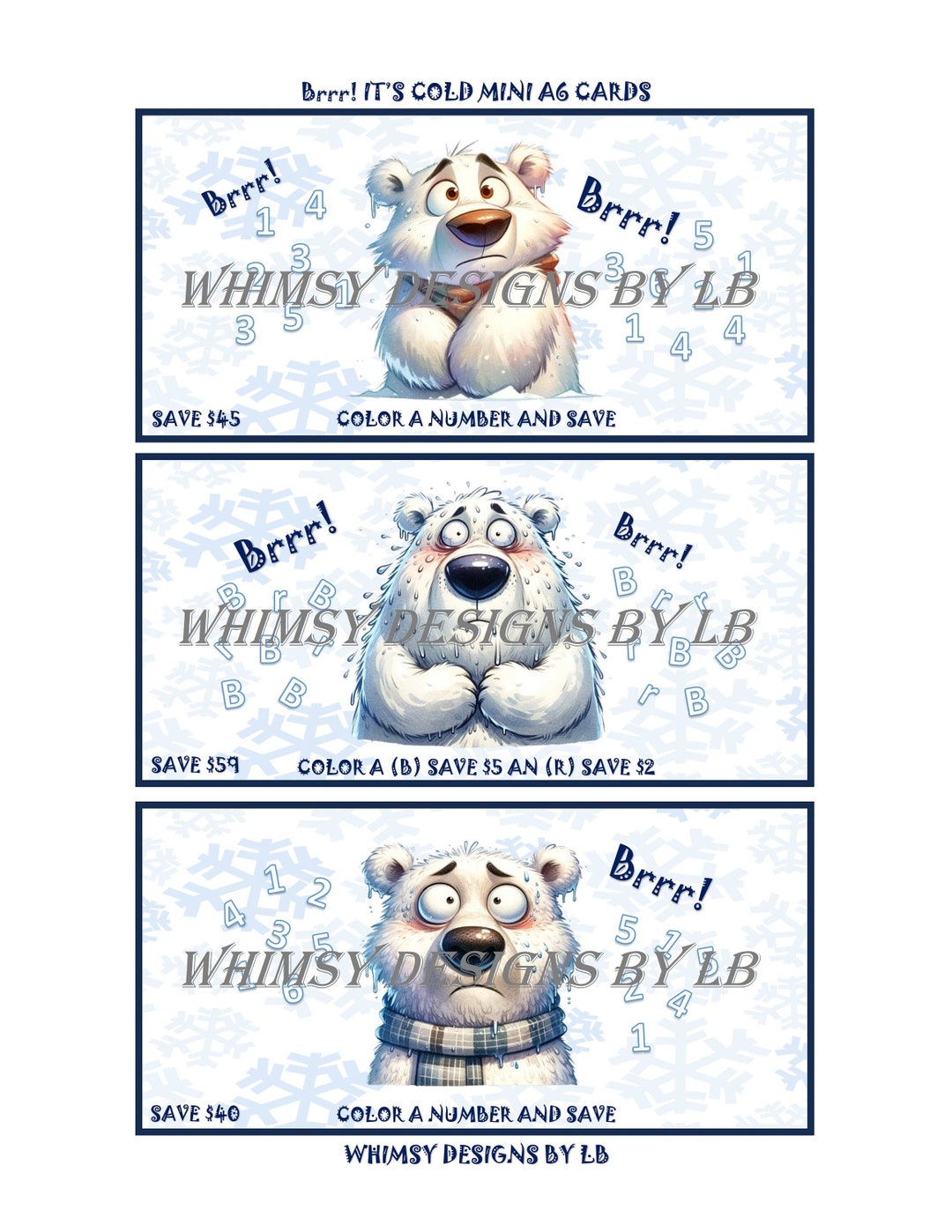 Brrr! It's Cold Savings Challenge Mini A6 Cards - Etsy